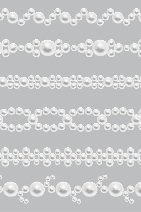 Pearl realistic seamless borders vector set