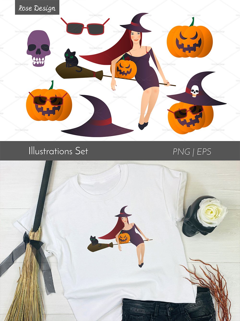 Halloween Witch and Pumpkin Clipart