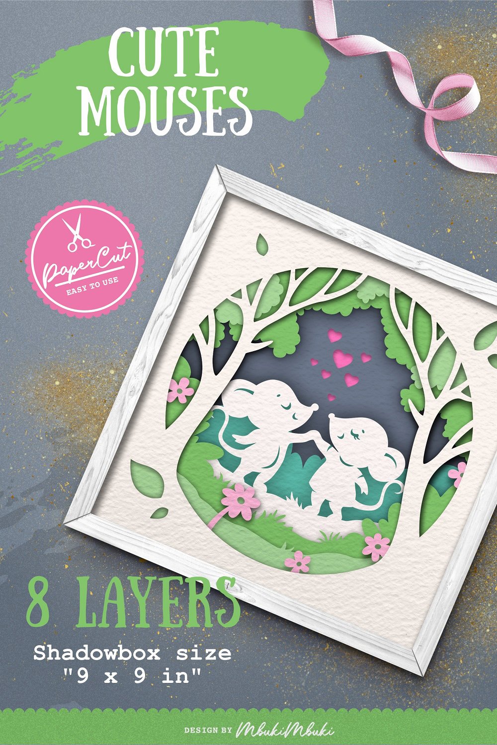 Cute Mouse Animal Shadow Box | 3D SVG Papercut File