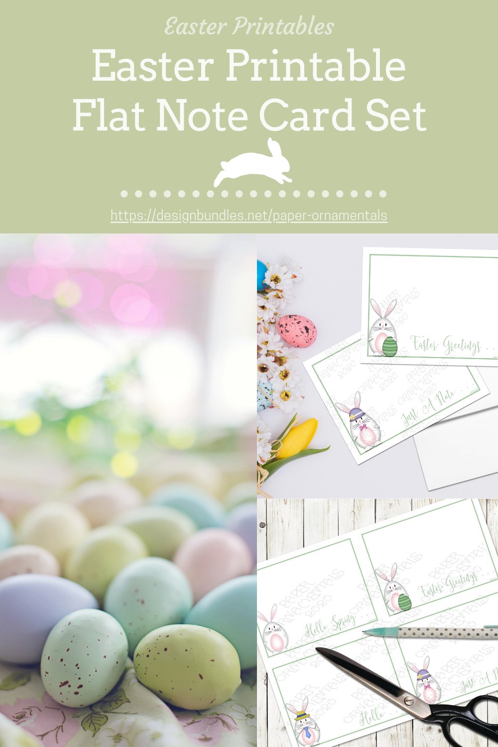 Note Card, Post Card, White Easter Bunny Greetings Flat Card (515509 ...