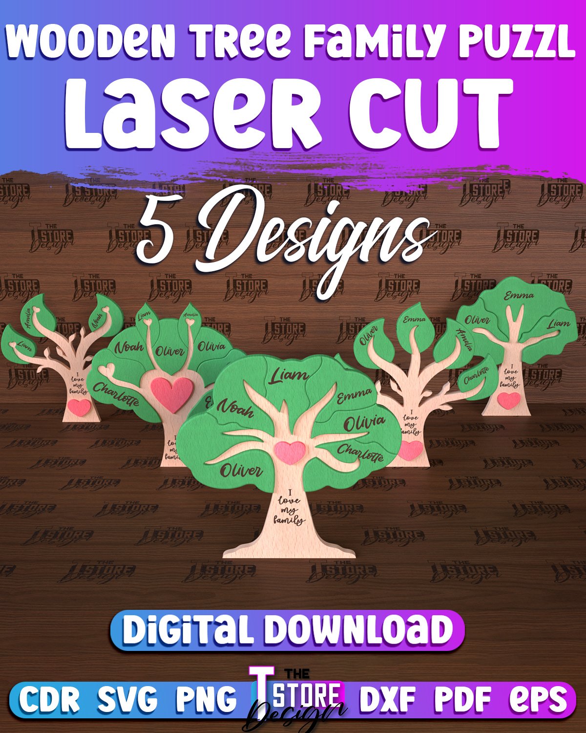 Family Tree Puzzles SVG|Personalized Family Puzzle Laser Cut