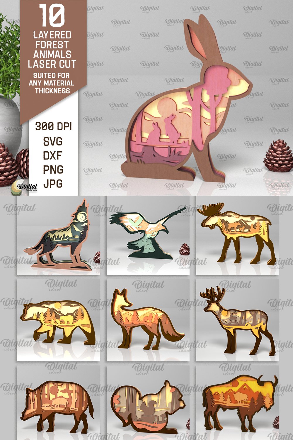 Layered Forest Animals Laser Cut Bundle. Forest Animals SVG