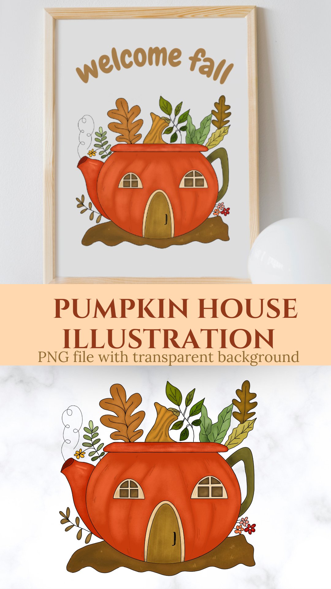 Pumpkin clipart png |farmhouse illustration|autumn clipart