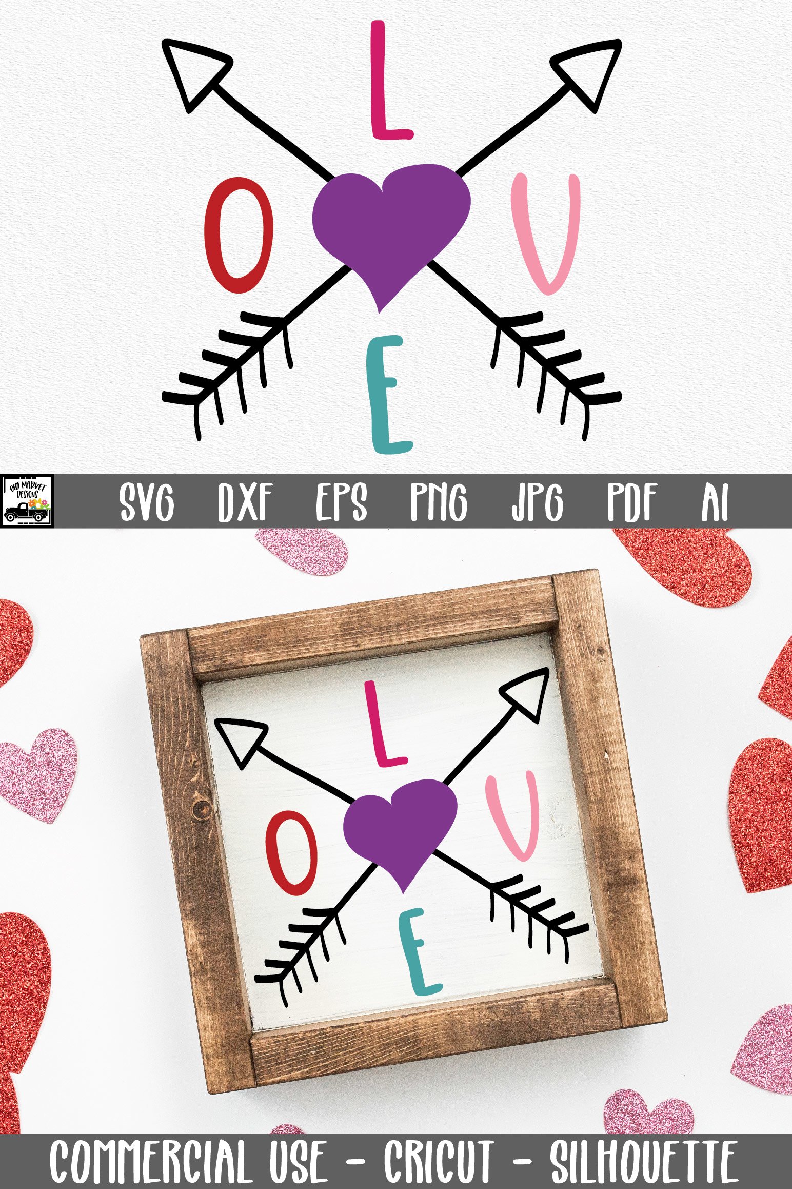 LOVE with Arrows SVG File - Valentine SVG File