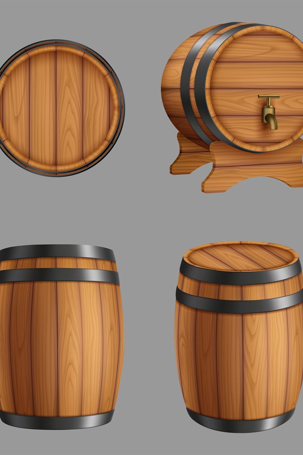 Wooden barrels. Containers for alcohol liquids beer or old w