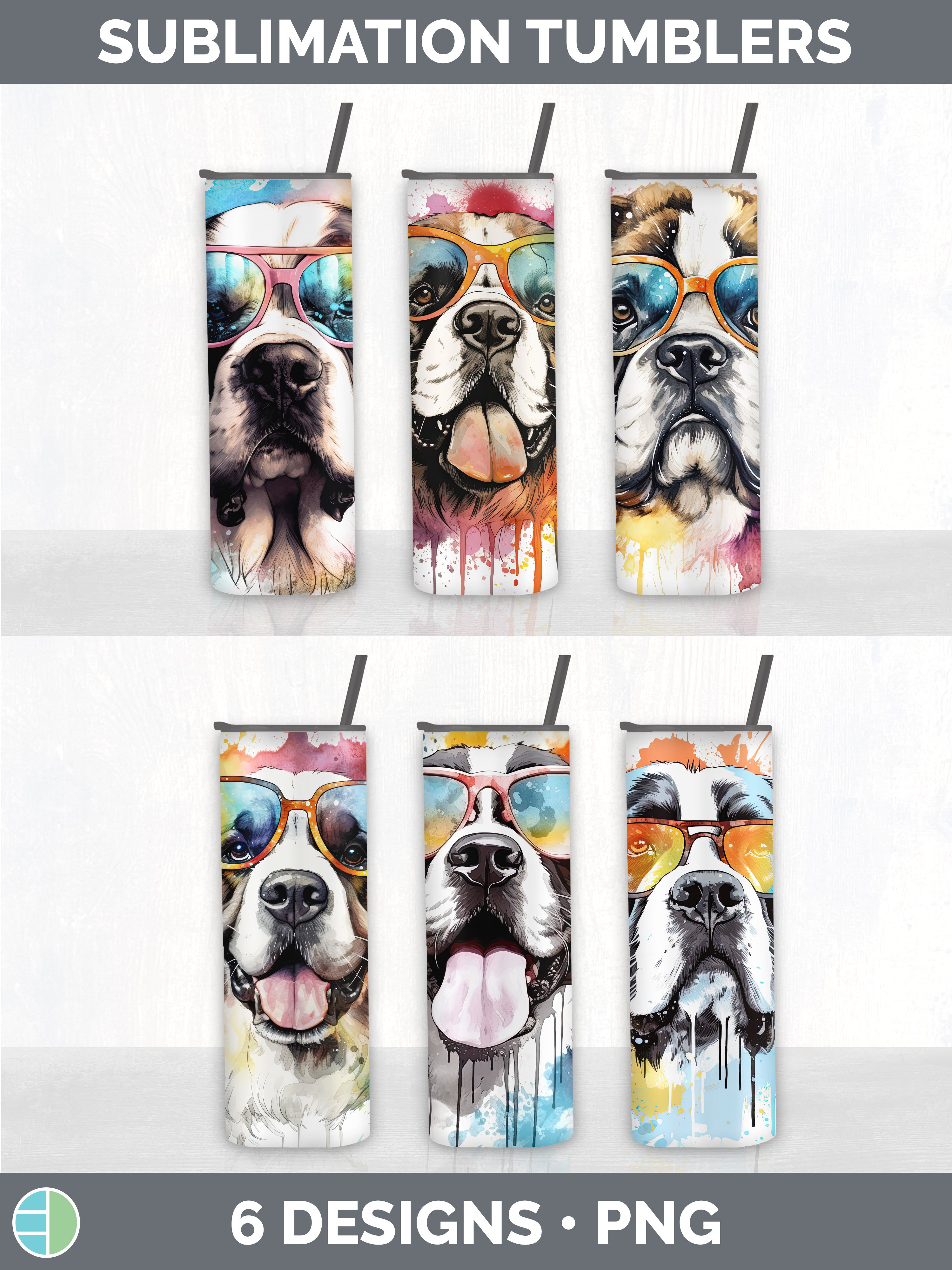 Hipster Saint Bernard Dog Tumbler | Sublimation 20 oz Skinny