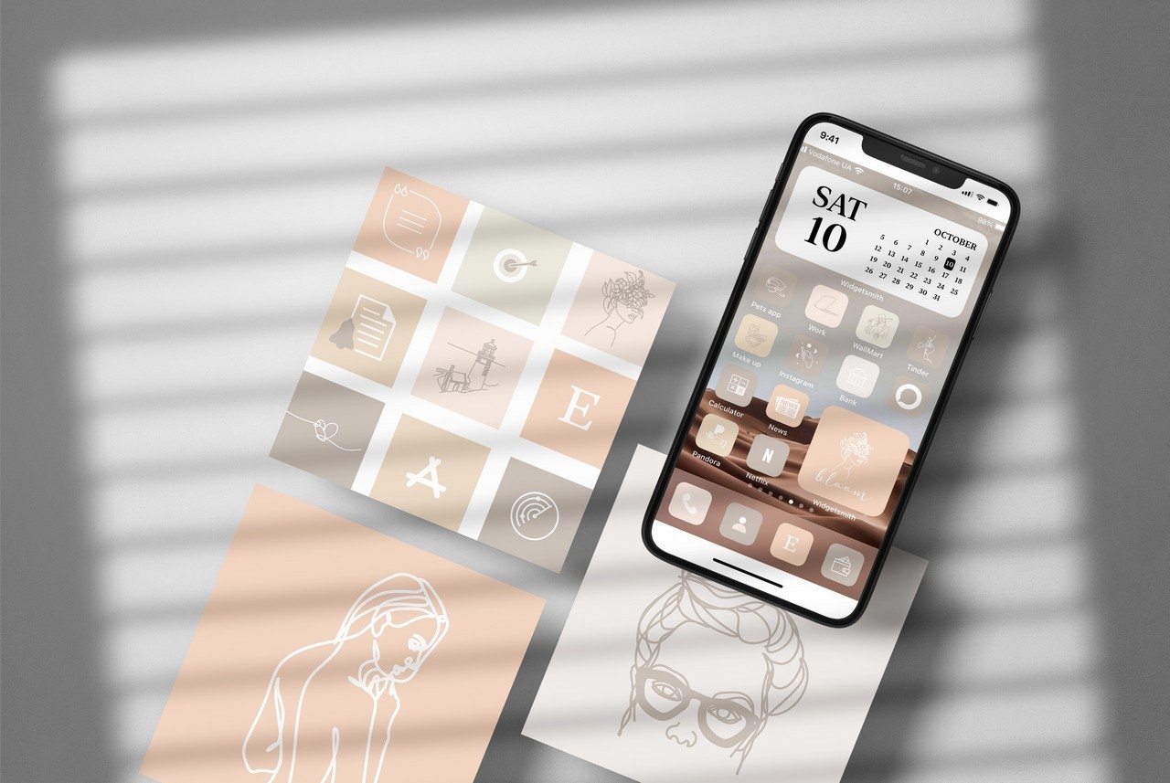 Beige iPhone iOS 14 App Icons