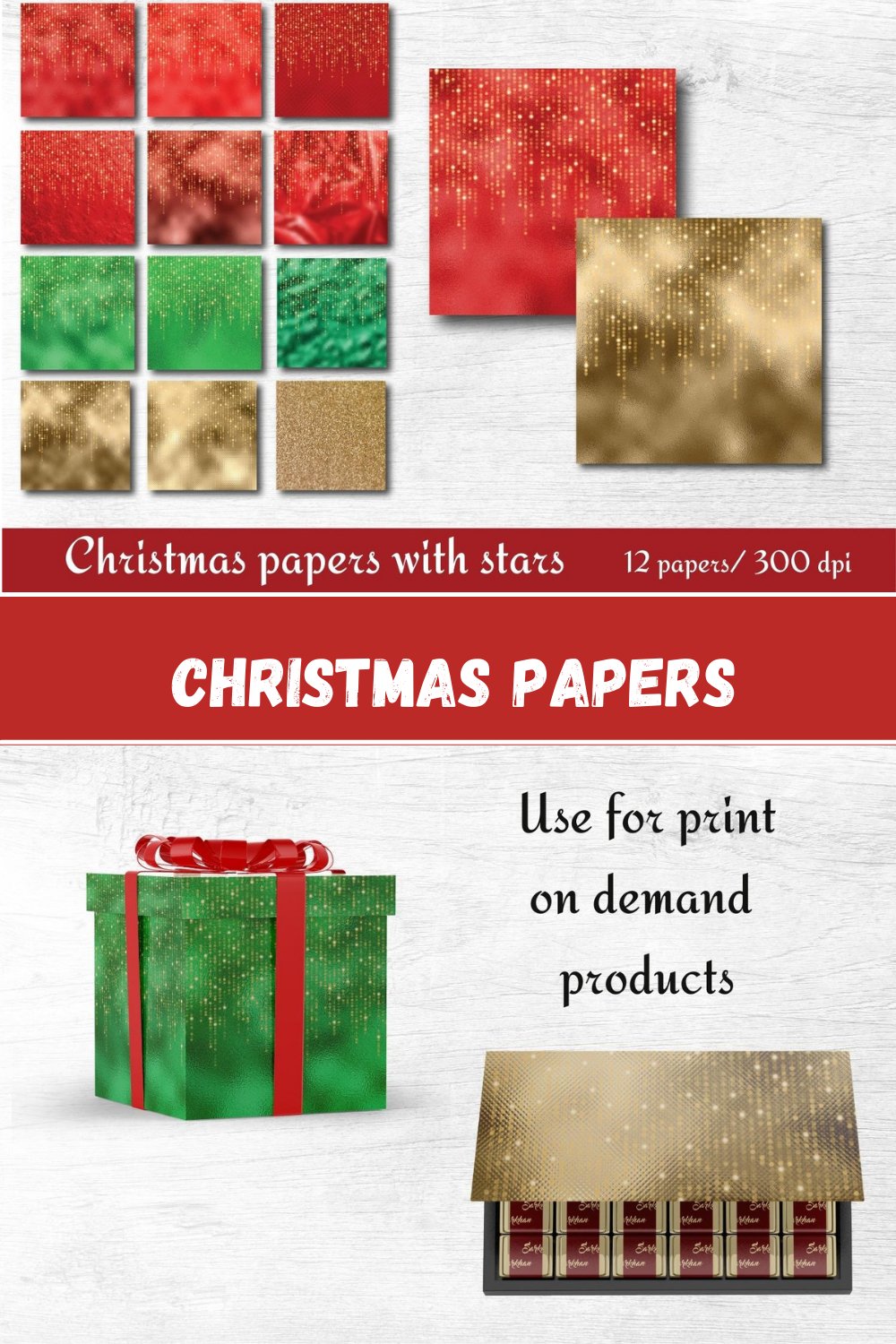 Gold Red and Green Christmas Papers (2492225)