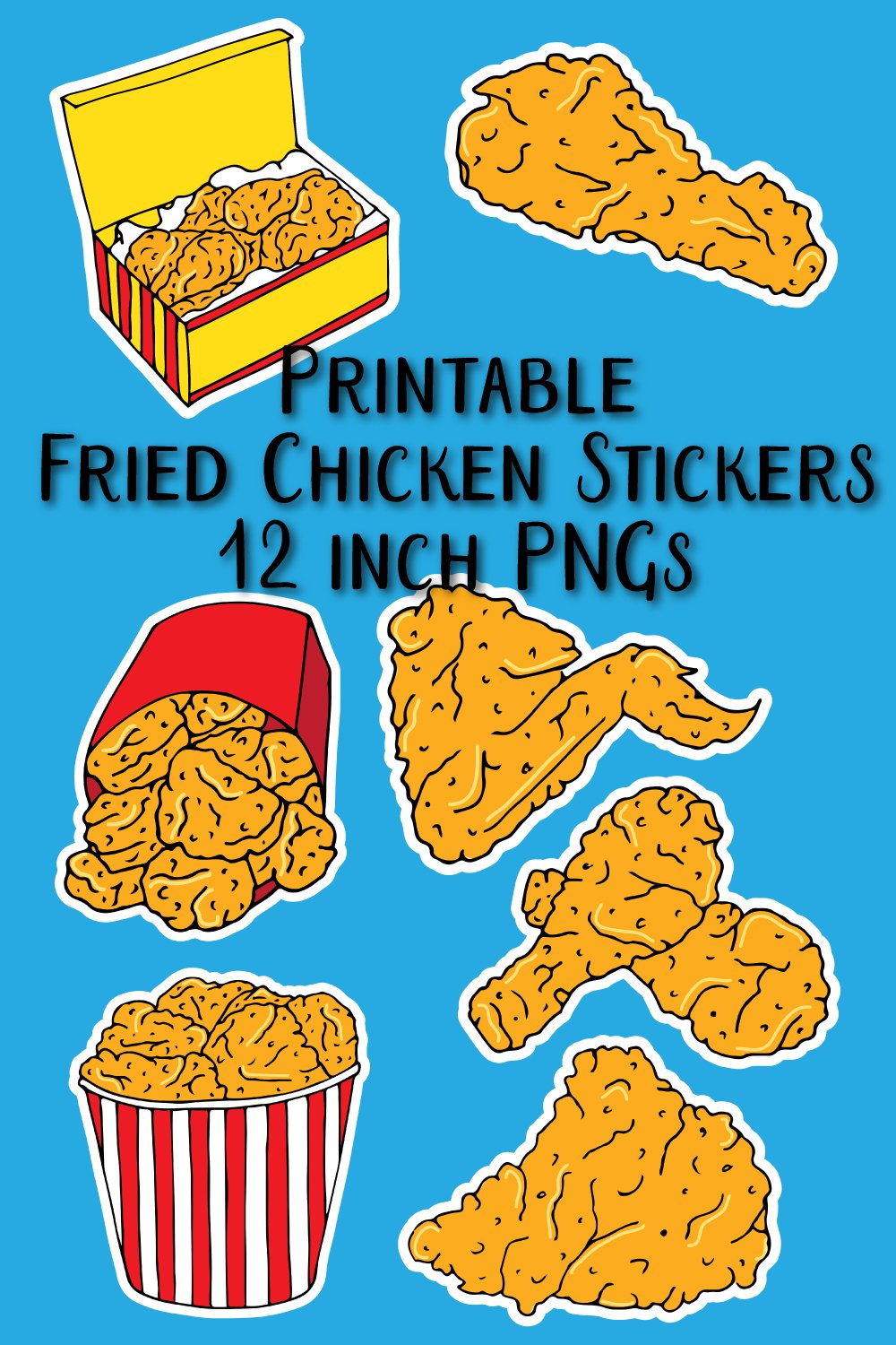 Fried Chicken Stickers | Fried Chicken Planner Stickers