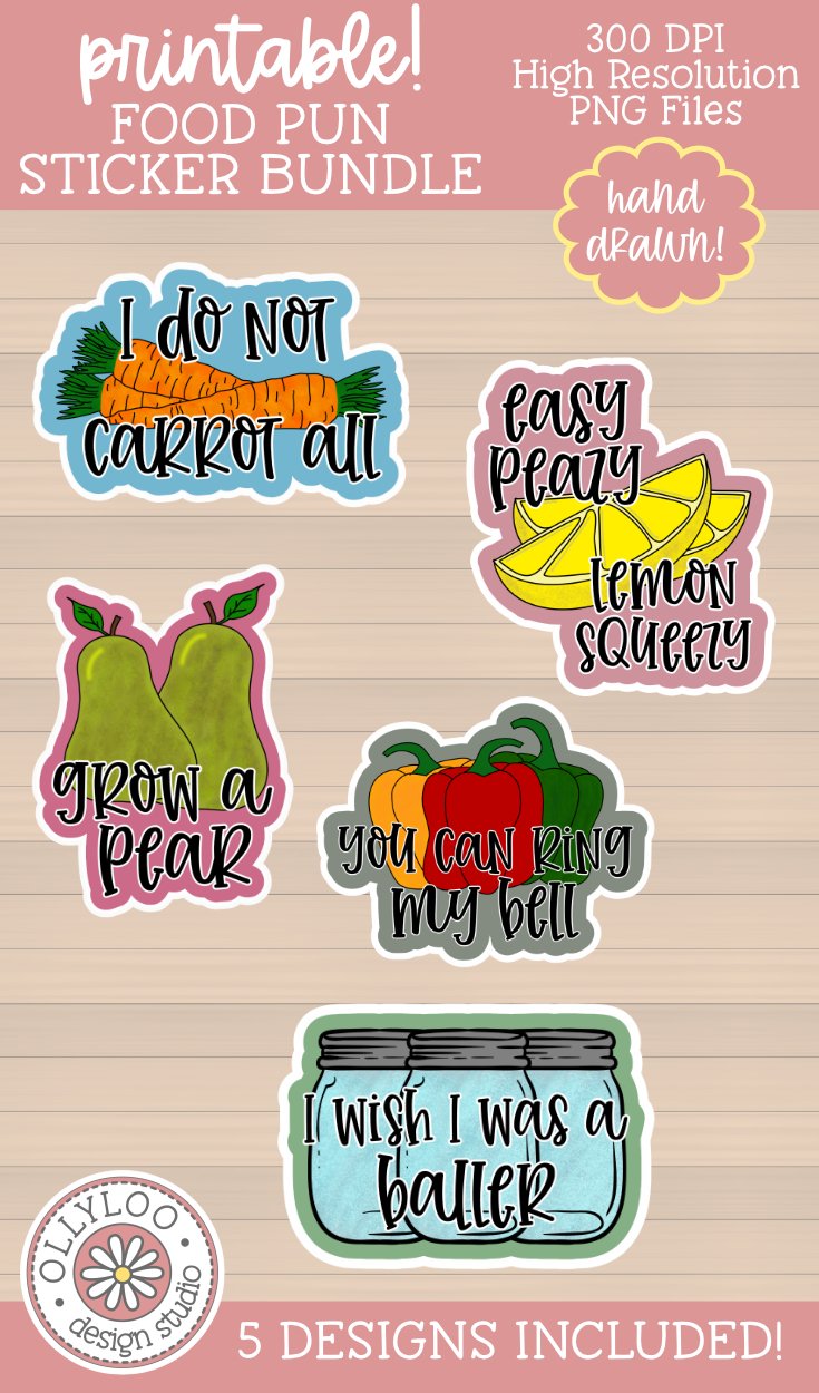 Food Pun Sticker Bundle #1 | Funny Pun Stickers Bundle
