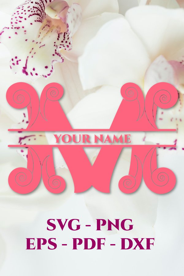 Split monogram M. M monogram. SVG cut file