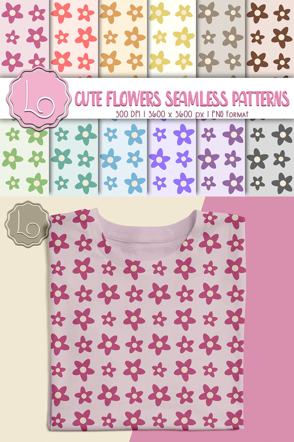 Cute Flowers Seamless Patterns