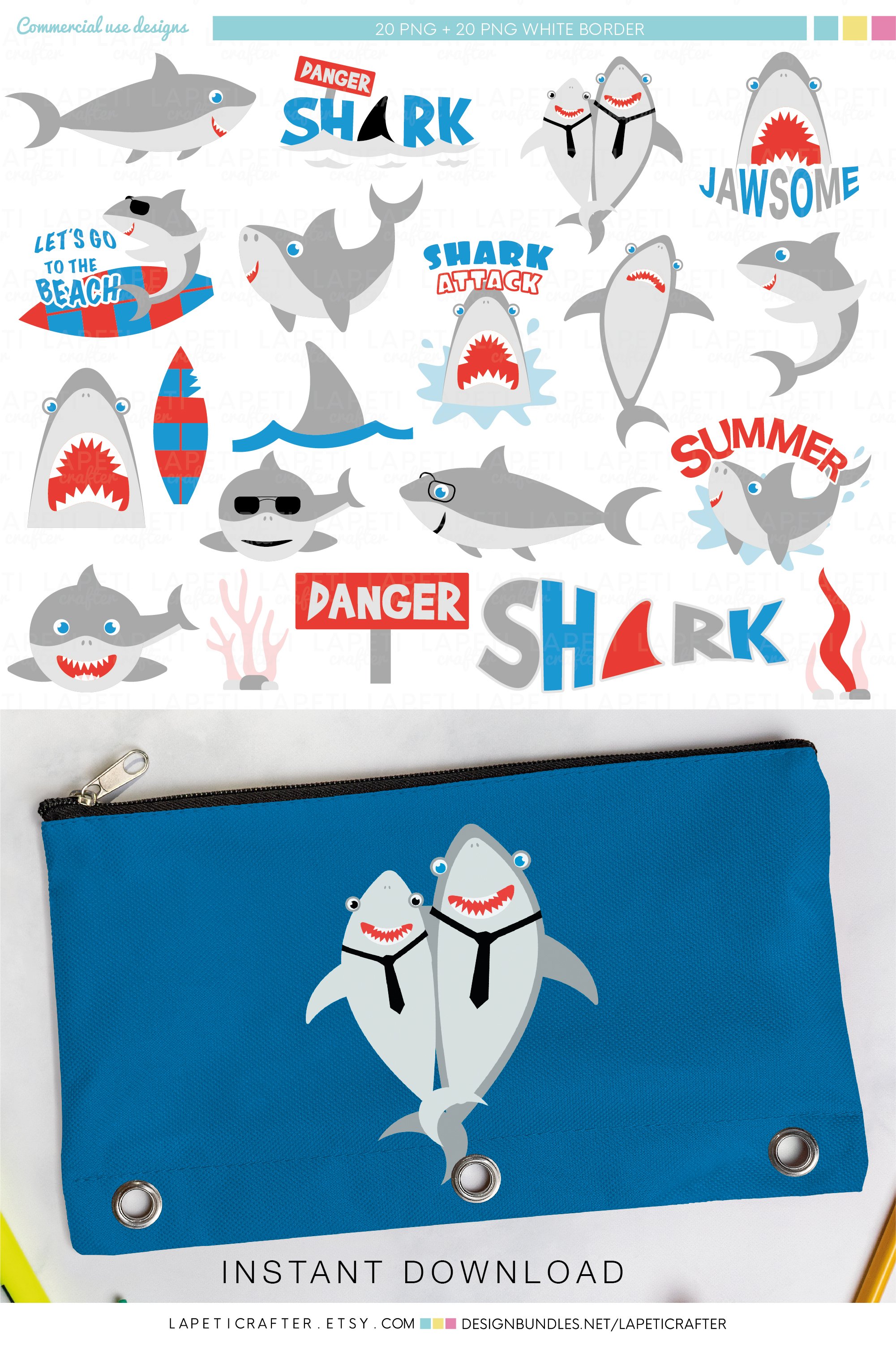 Shark Clipart Bundle | 20 PNG files