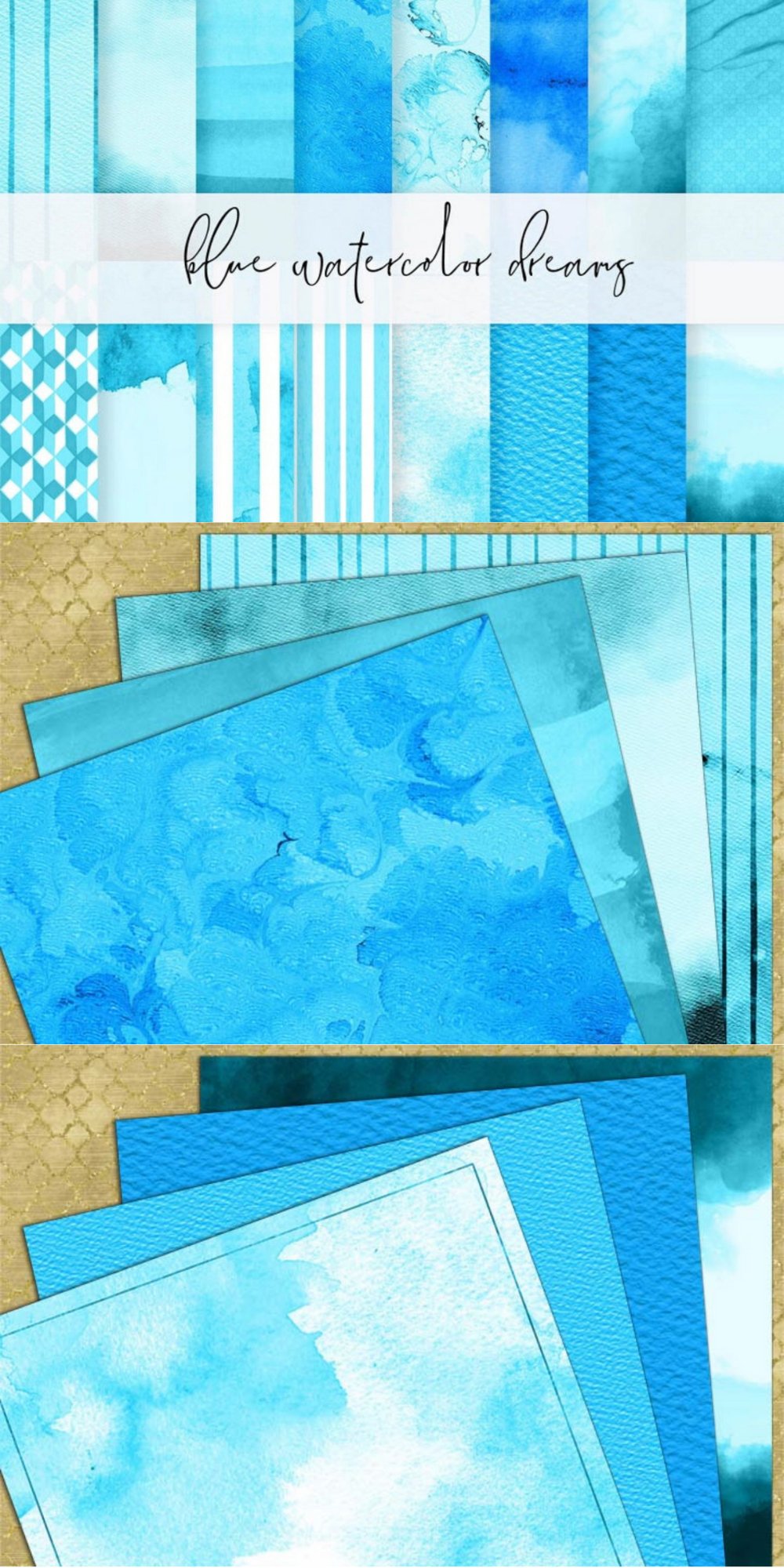 Blue Watercolor Baby Shower Papers