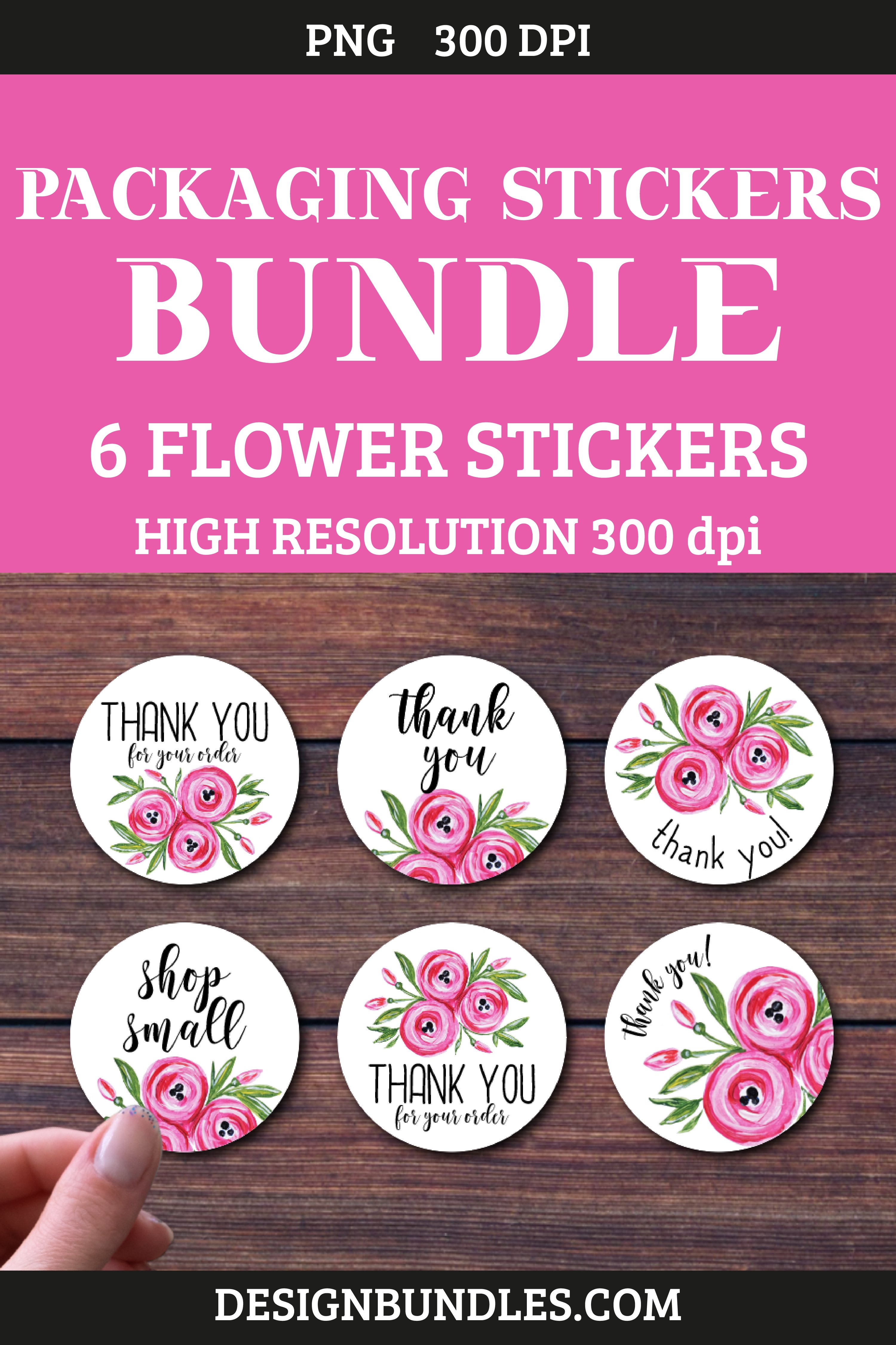 6 Small Business Stickers Pack, acrylic flowers labels PNG