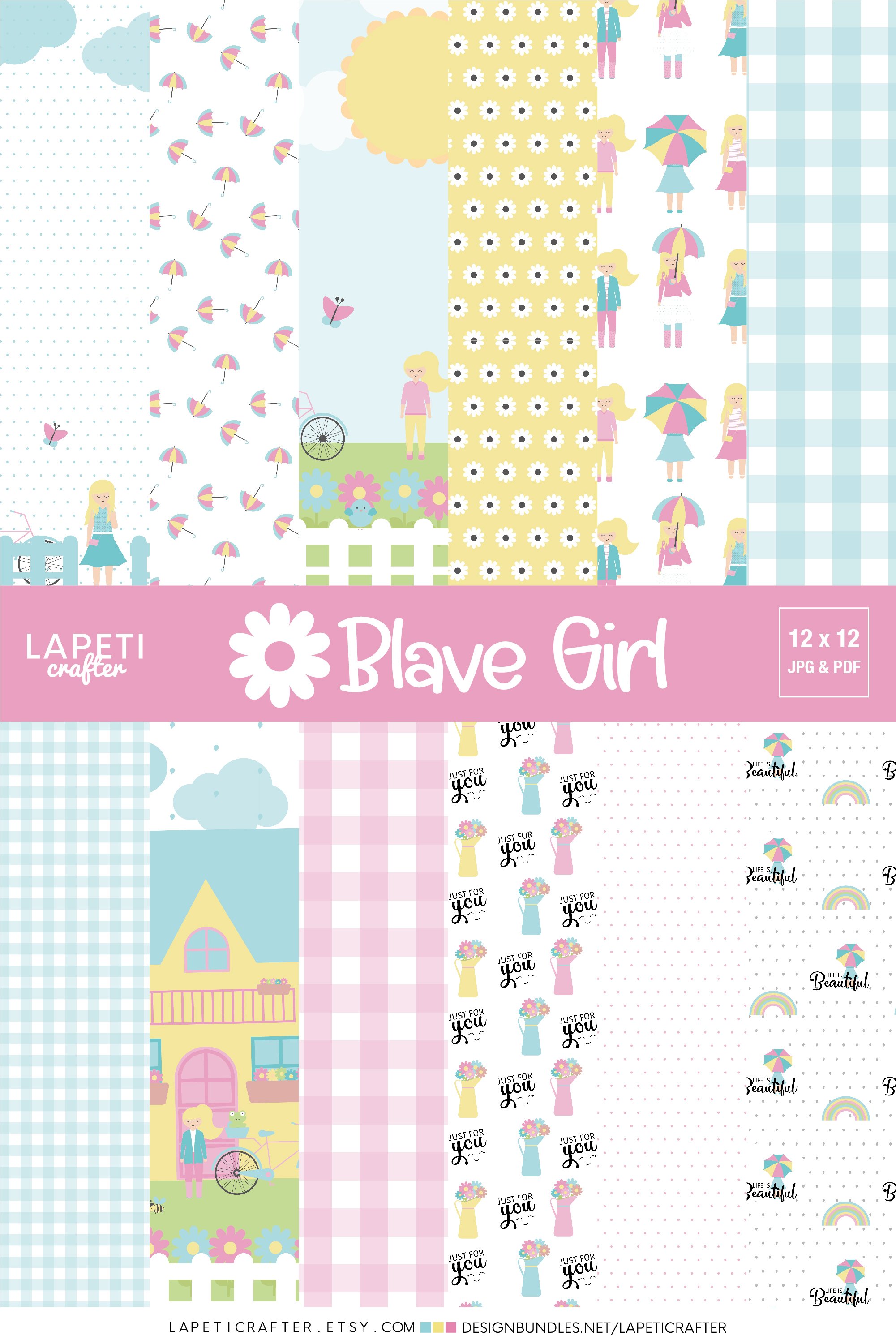 Spring Decorative Digital Paper Pack for Scrapbooking