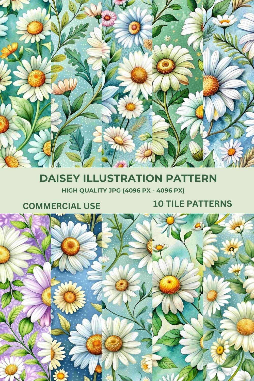 Daisy Illustration Pattern Bundle Vibrant Floral Designs