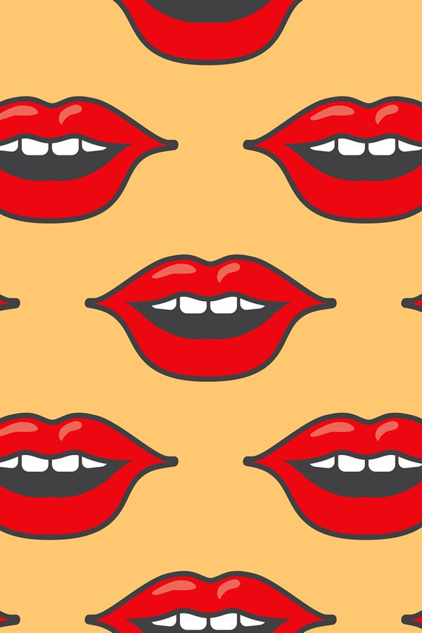 Bright red lips vector seamless pattern