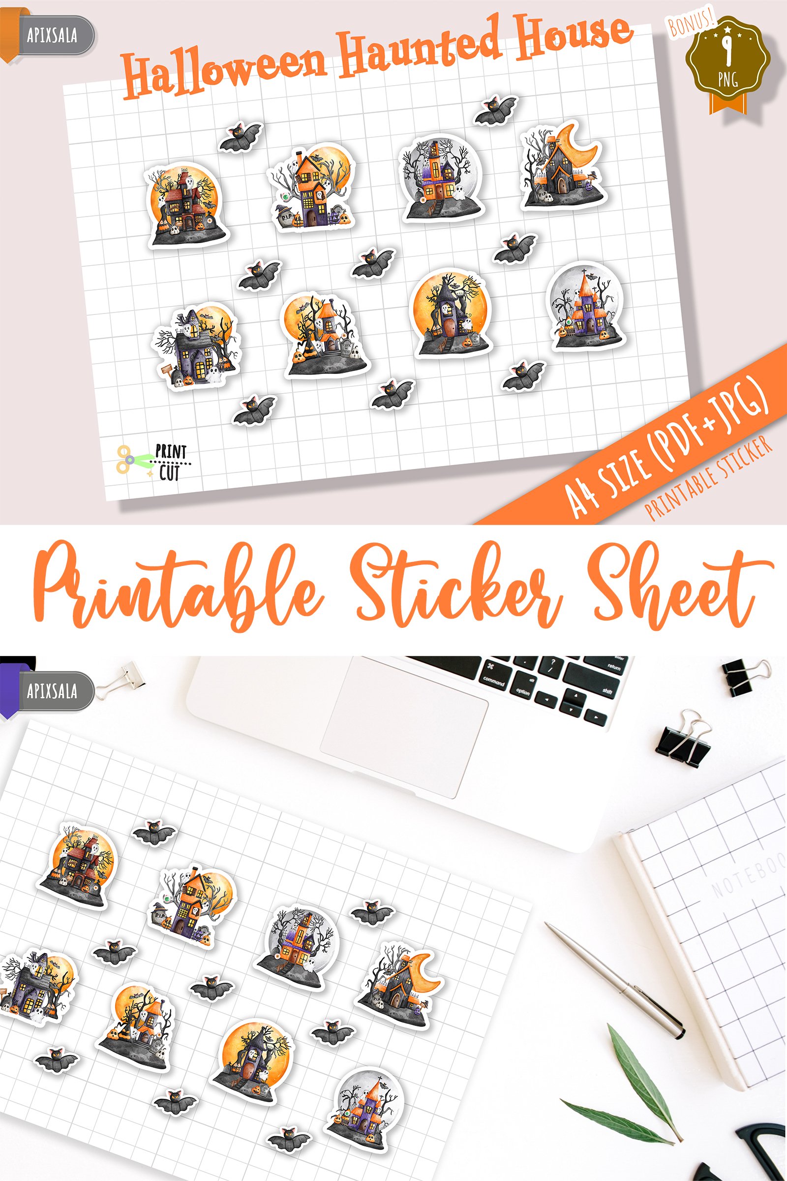 Halloween Haunted House Printable Sticker Stheet (2161335)