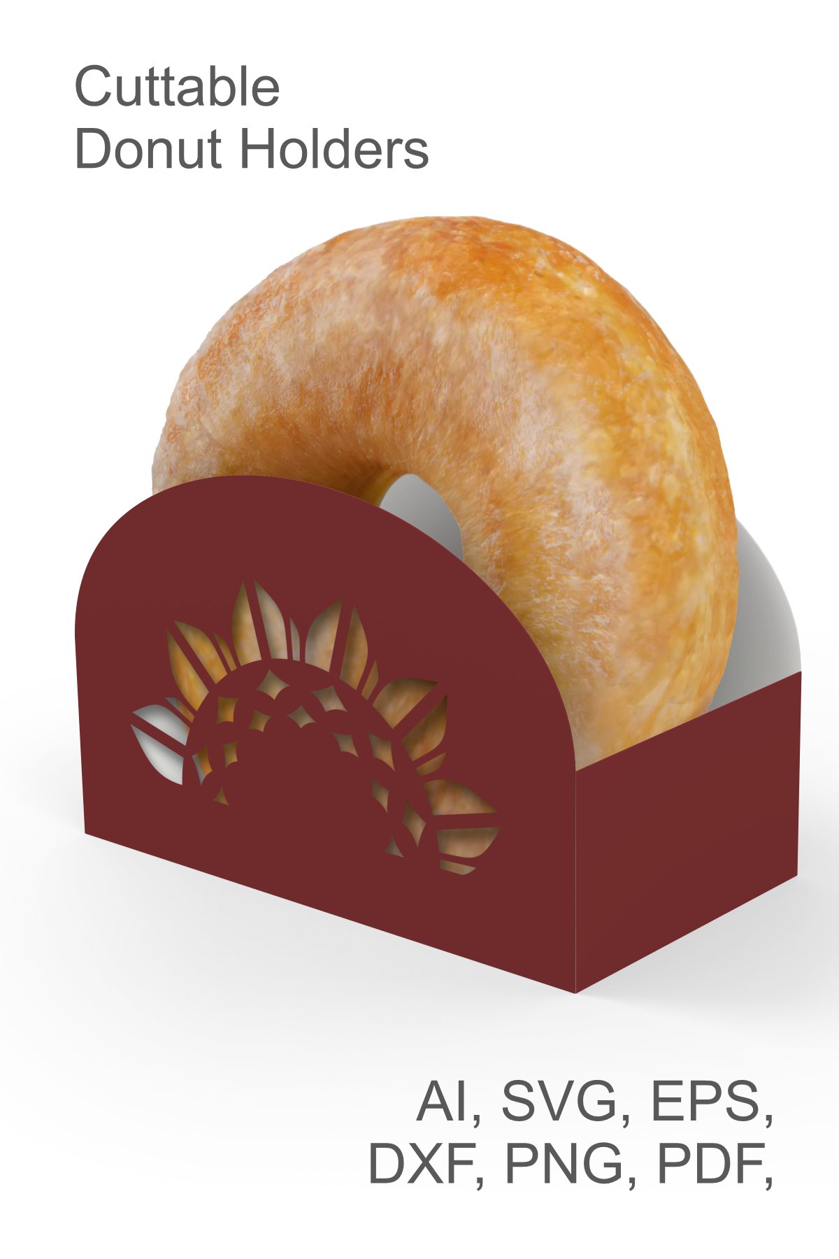 Cuttable Paper Donut Holder with Sunflower Decorative Holes
