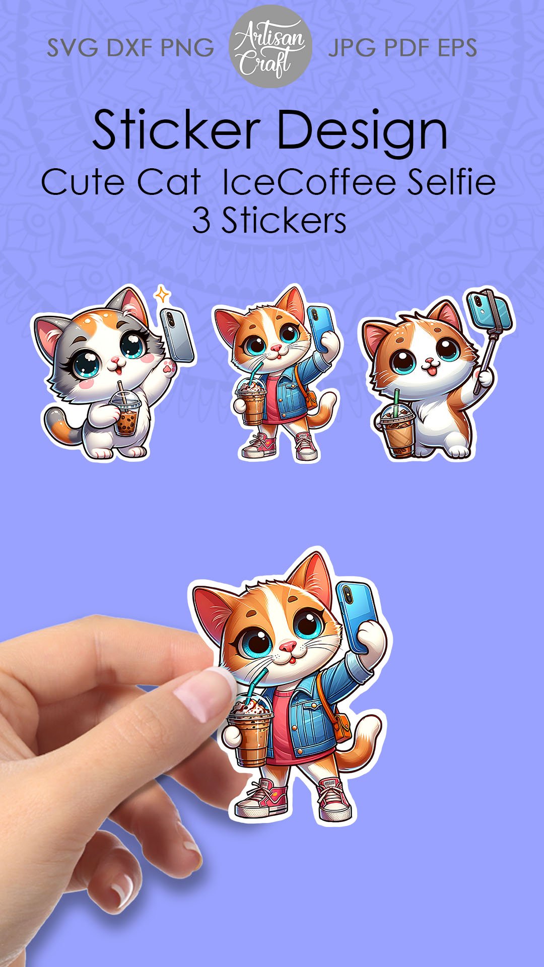 Cute Cat Sticker | Cat Selfie | cat coffee sticker