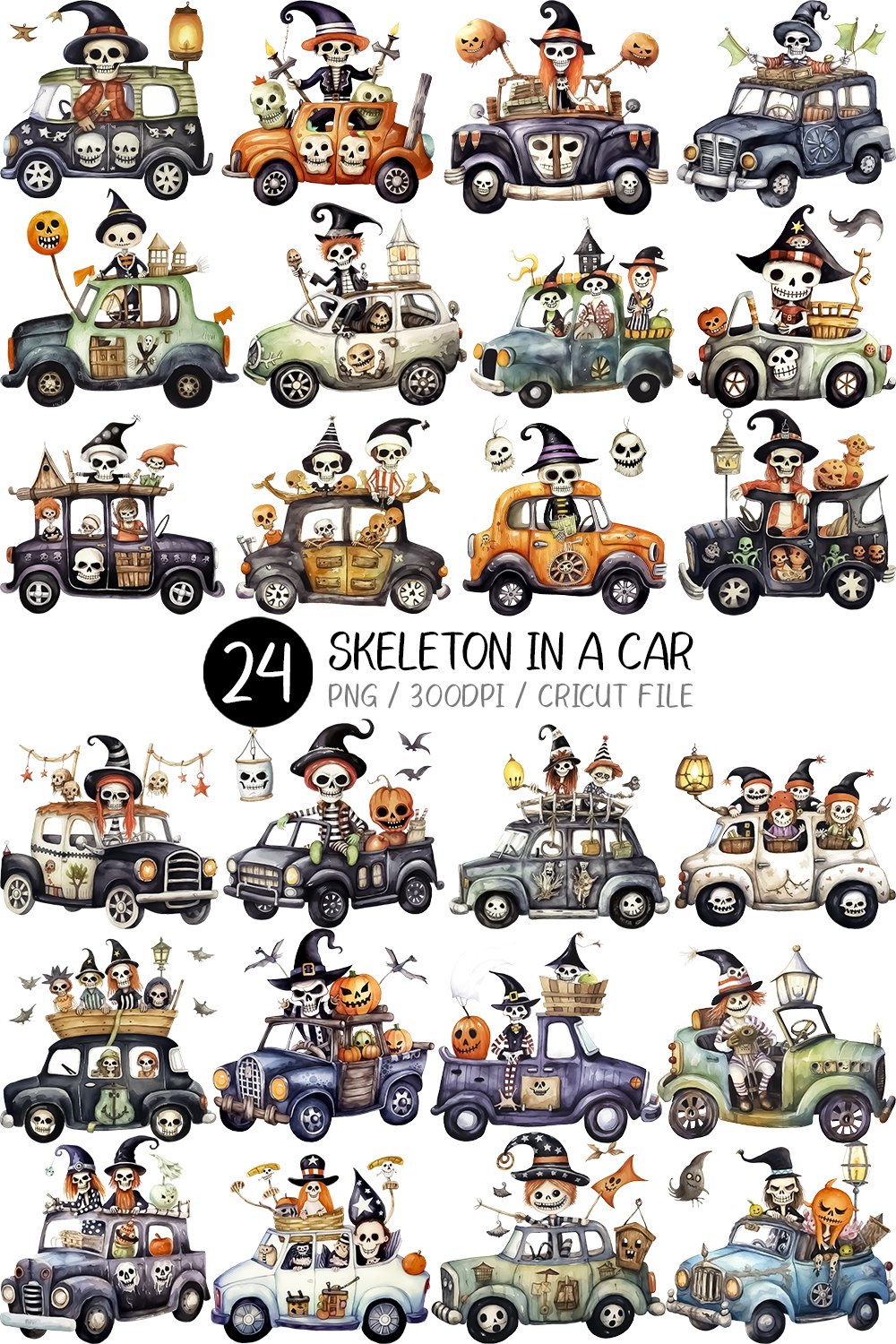 Skeleton in a car PNG