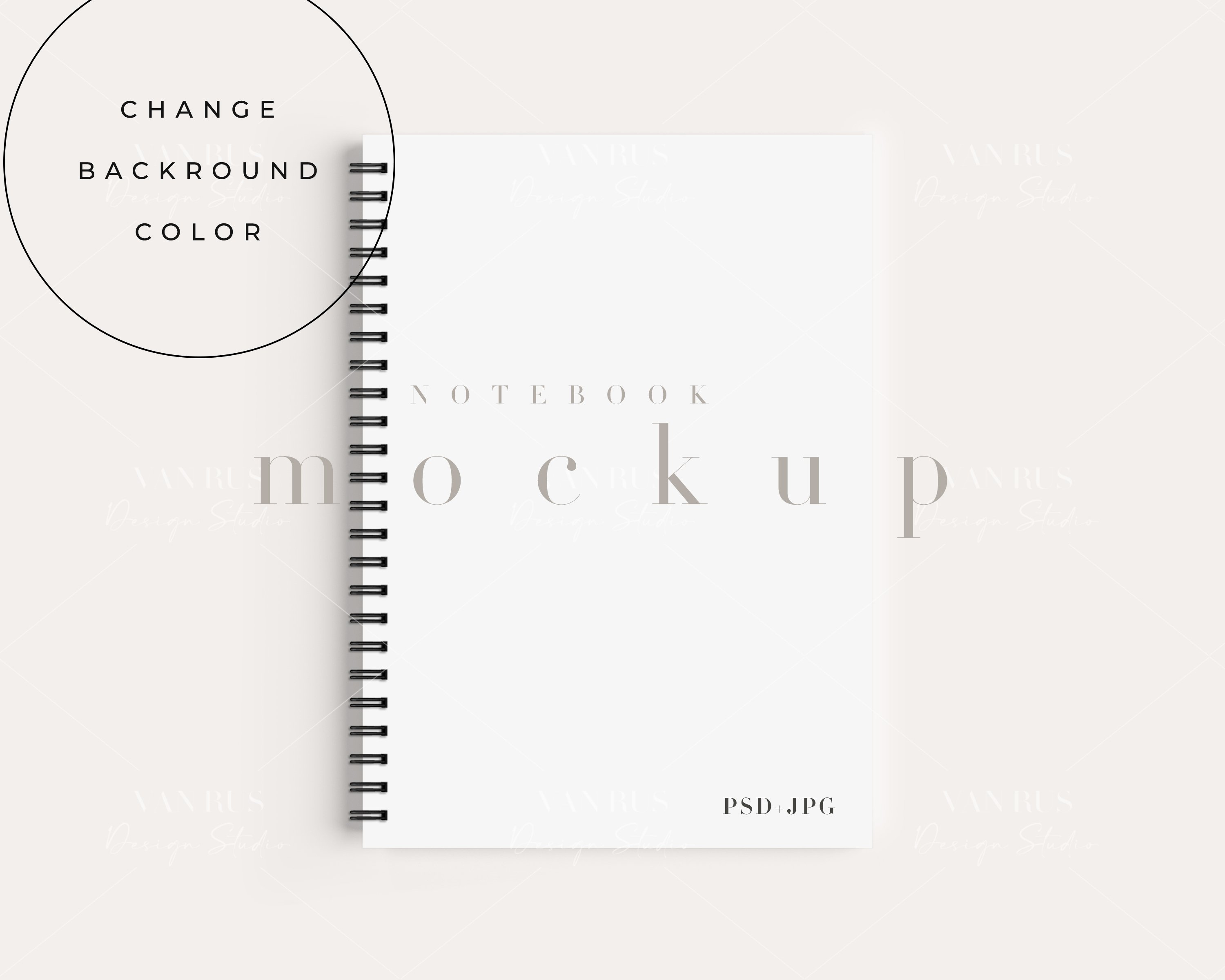 Customizable 5x7 Spiral Notebook Mockup/JPG PSD Smart /N330