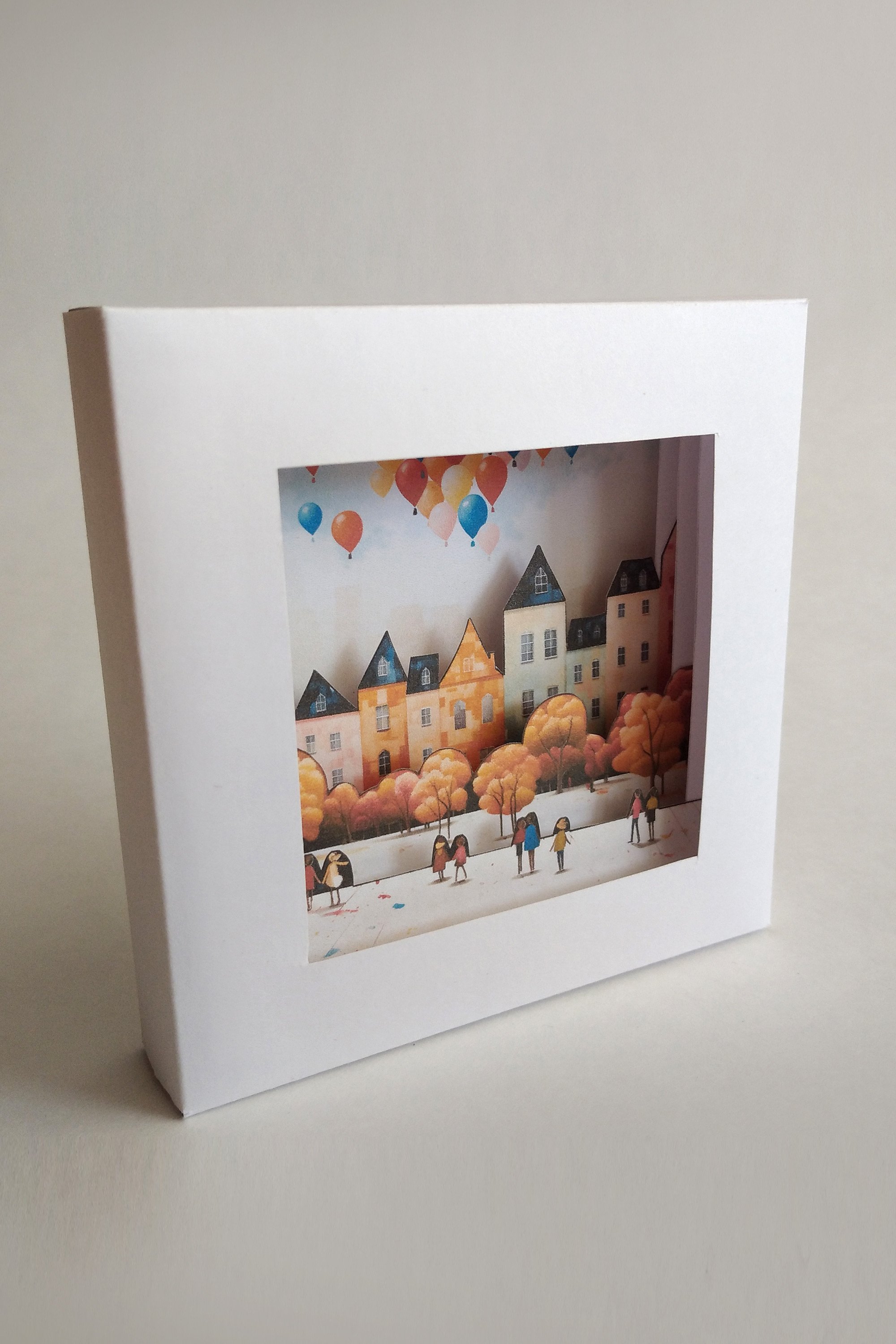 Shadow Box Template. Balloons over the City