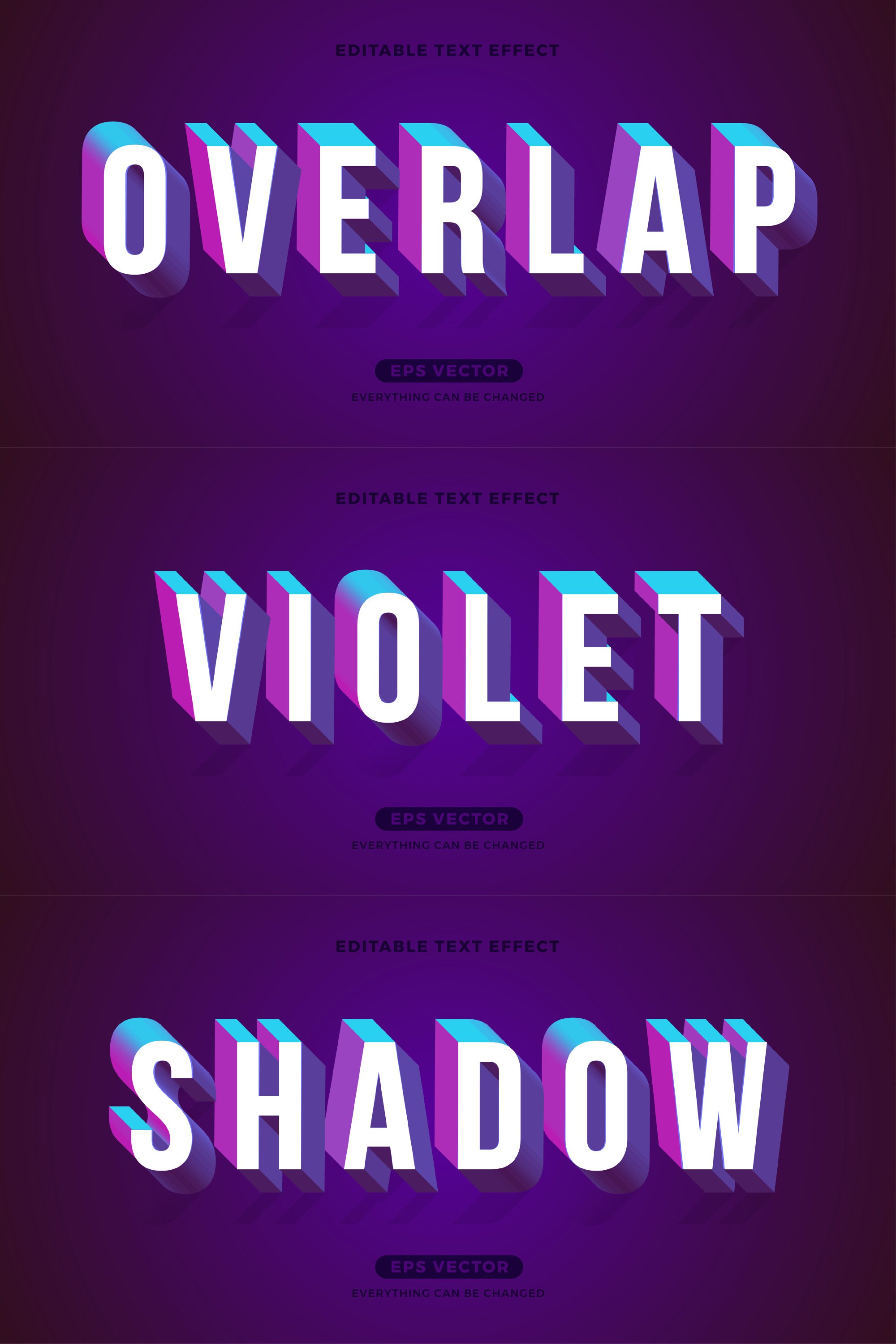 Overlap editable text effect style vector