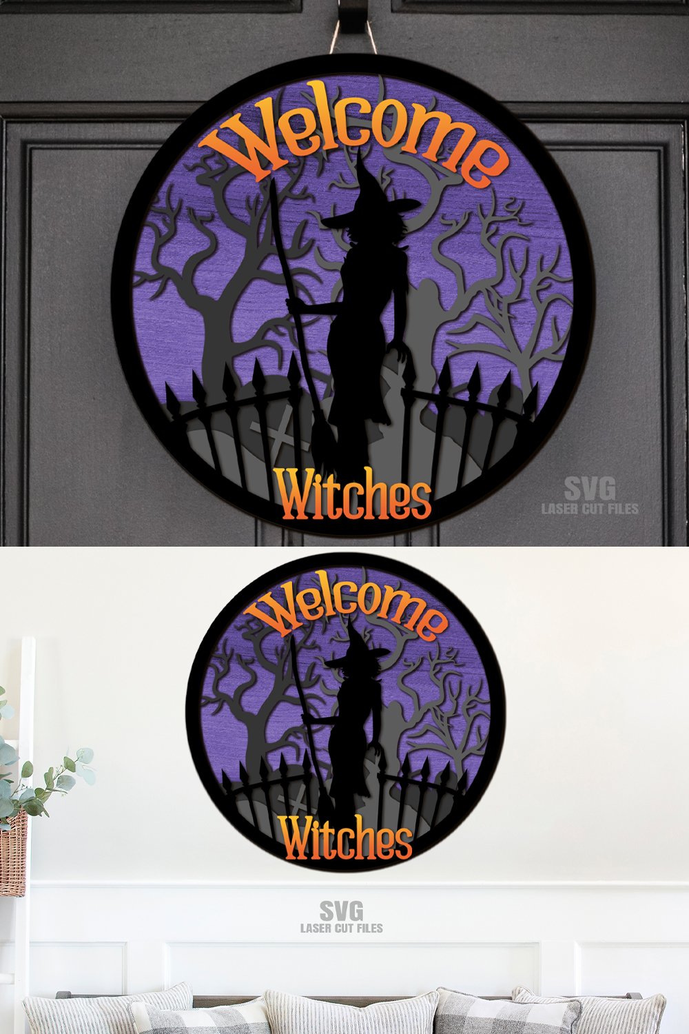 Halloween Witch SVG Laser Cut Files | Welcome Sign SVG