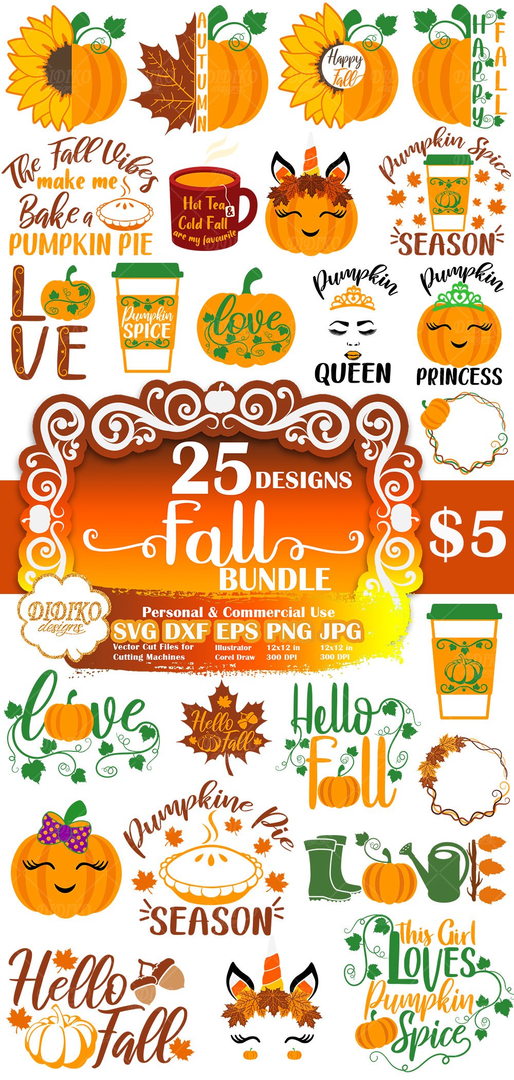 Fall SVG Bundle | Pumpkin SVG Bundle | Autumn SVG Bundle