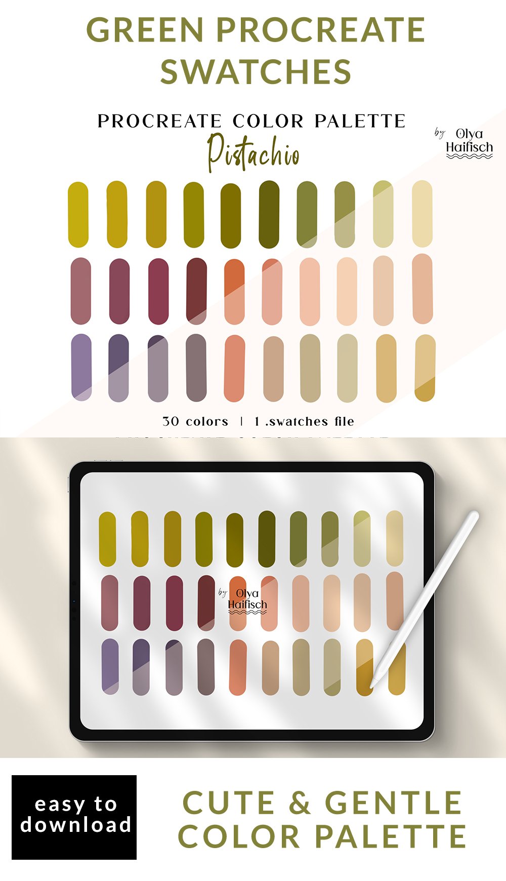 Soft Procreate Color Palette. Spring Floral Color Swatches