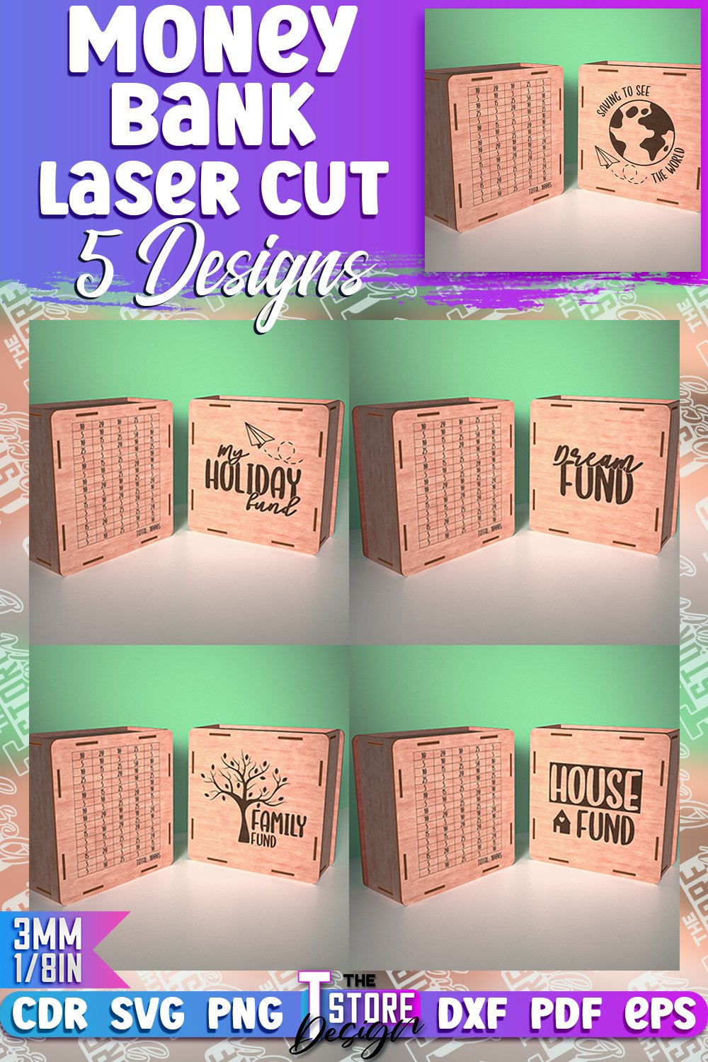 Money Bank Laser Cut | Box Laser Cut SVG Design | (2877039)