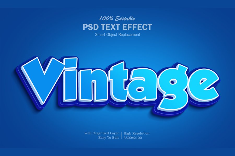 Vintage 3D Pop Up Editable PSD Text Effect