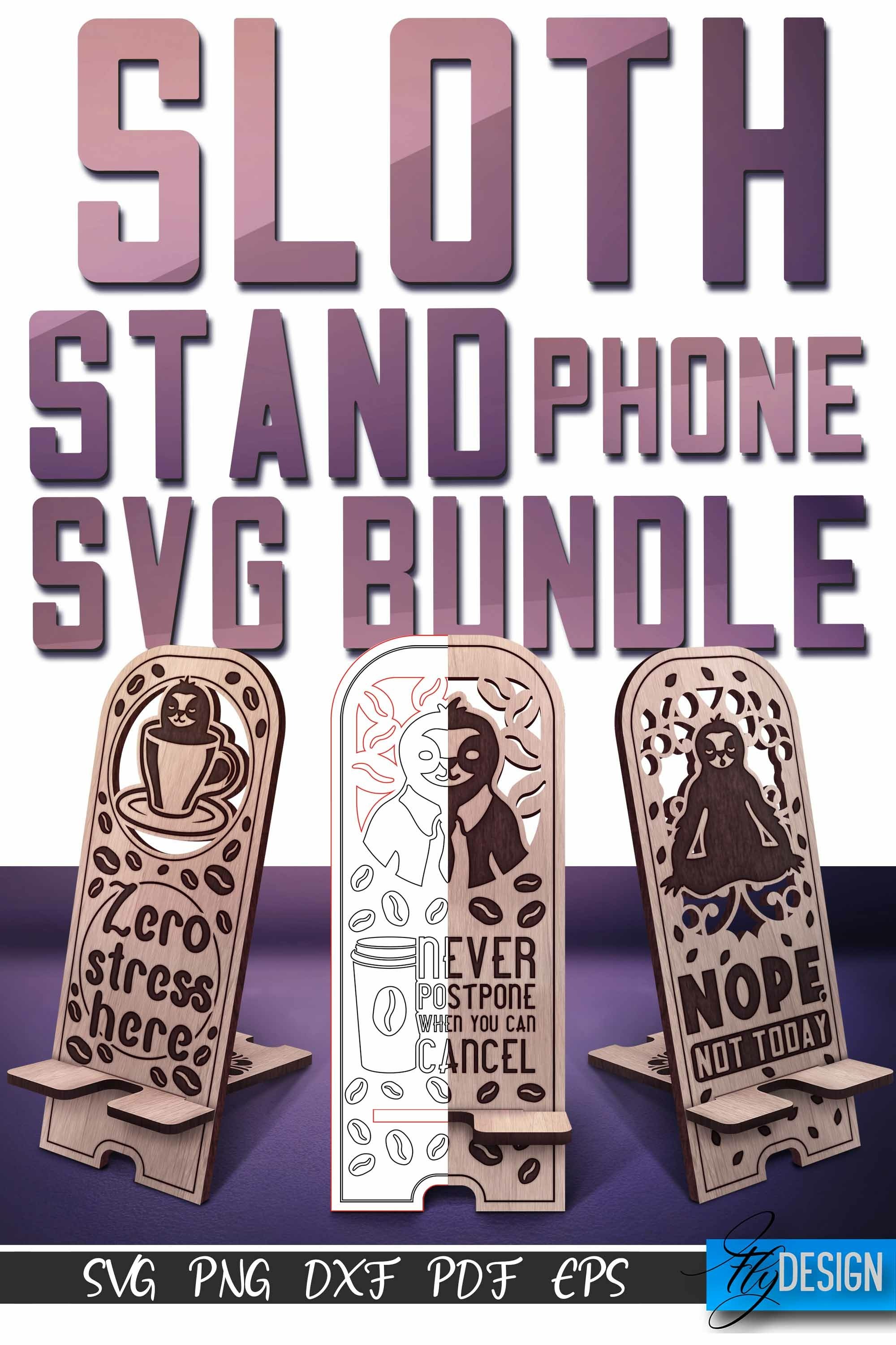Sloth Phone Stand Laser Cut SVG | Funny Cell Phone Stand SVG