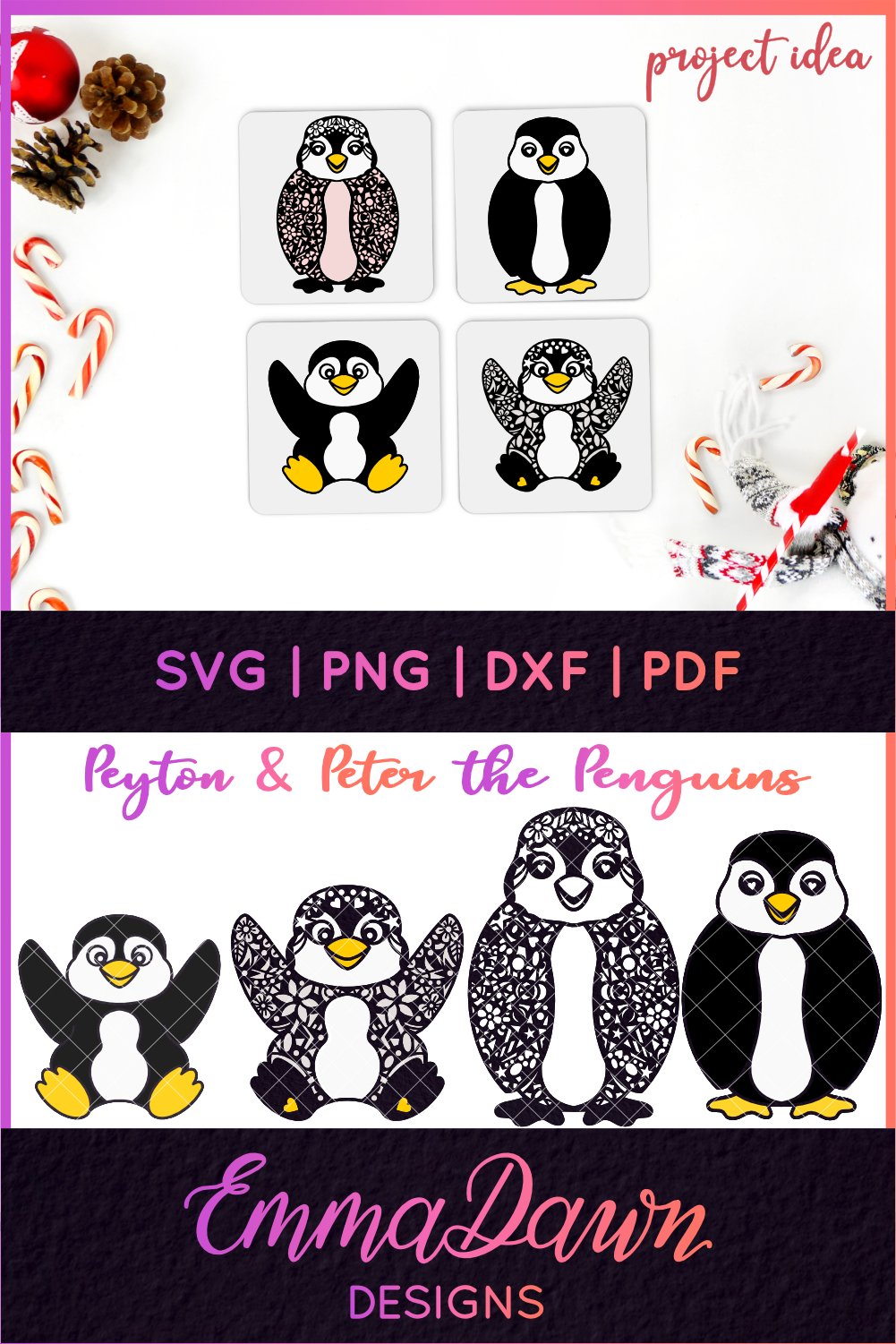 PENGUIN SVG | ZENTANGLE CUT FILE