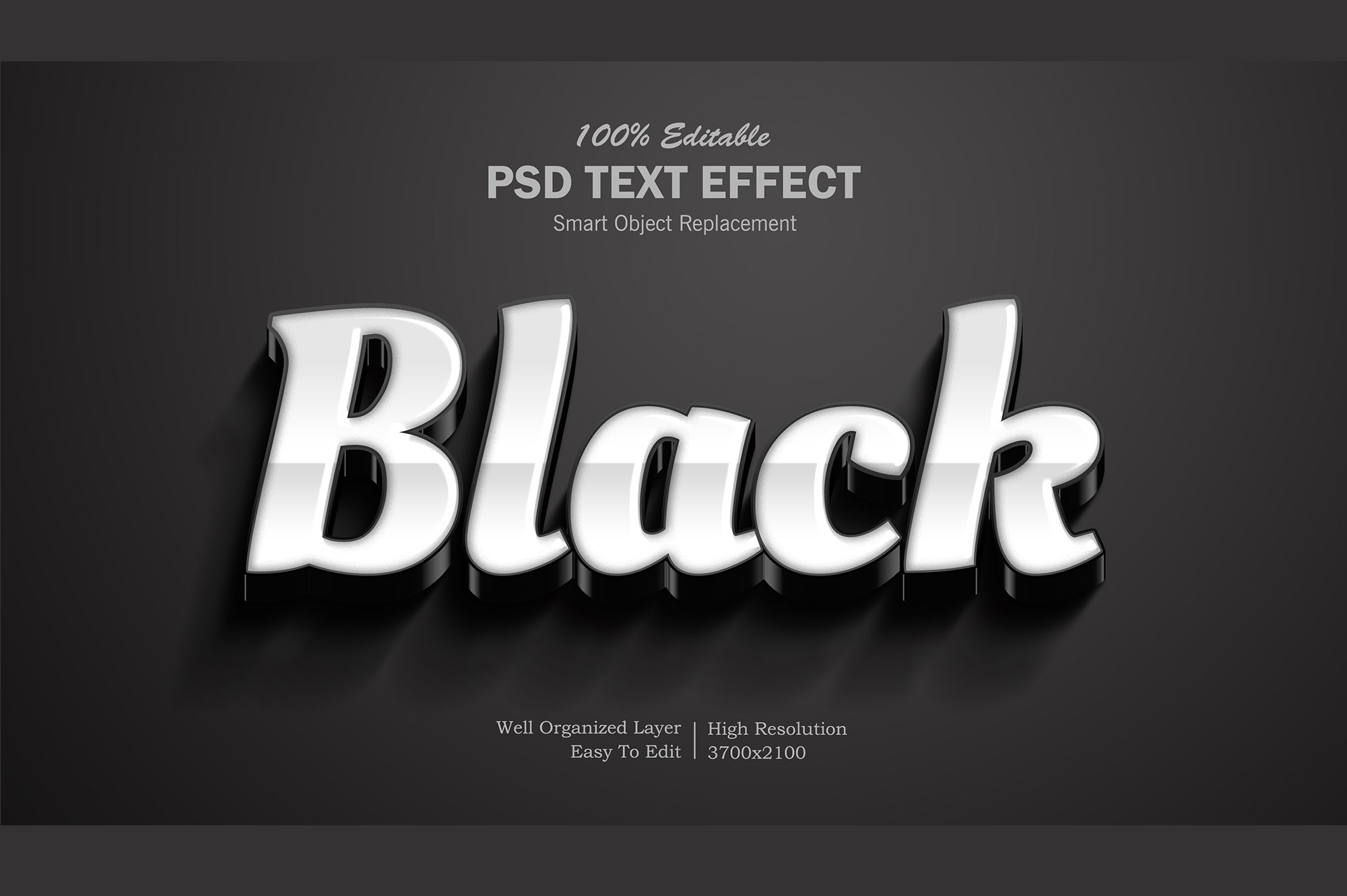 Black and White 3D PSD Text Effect