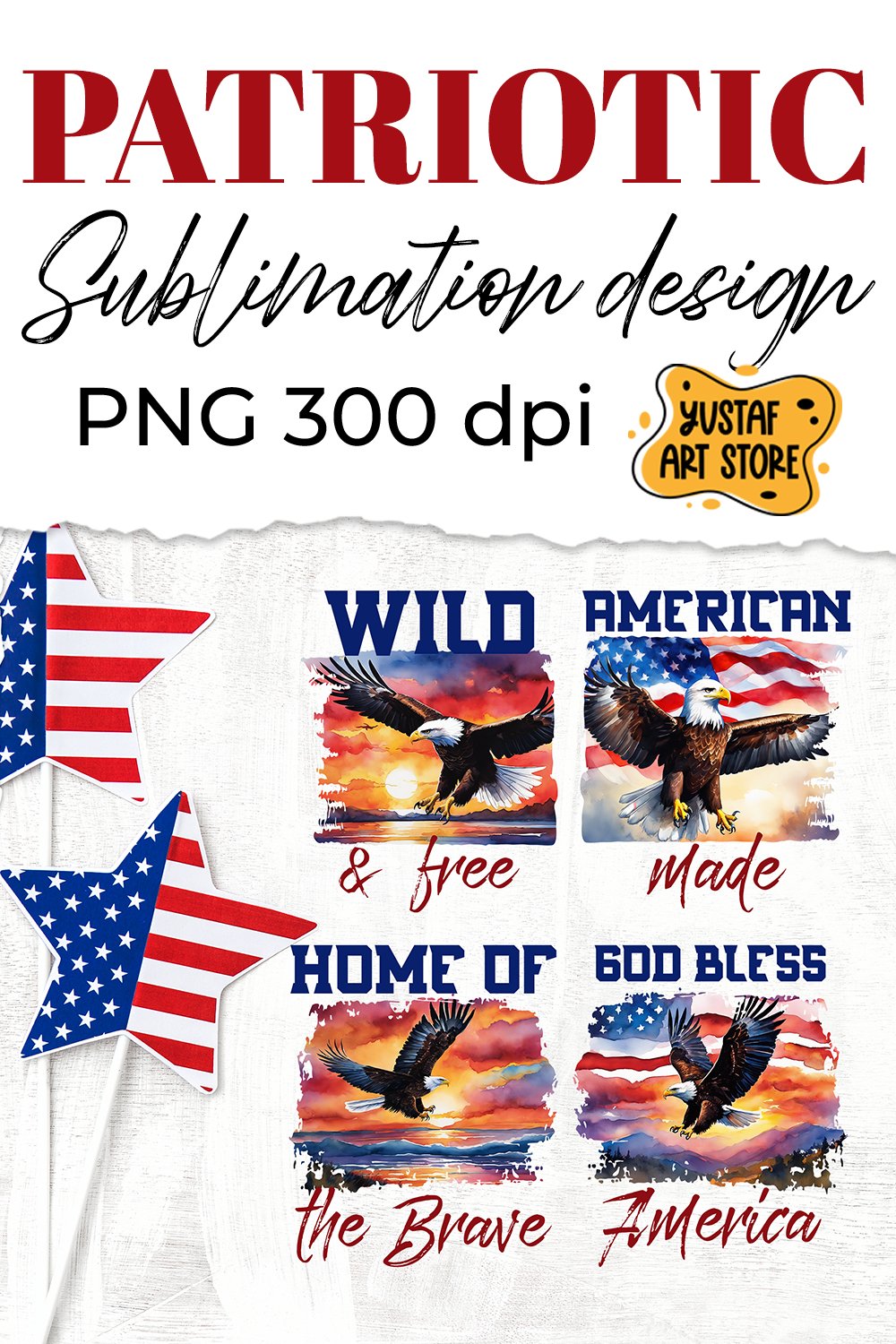 Patriotic sublimation. American flag and eagle 4 design