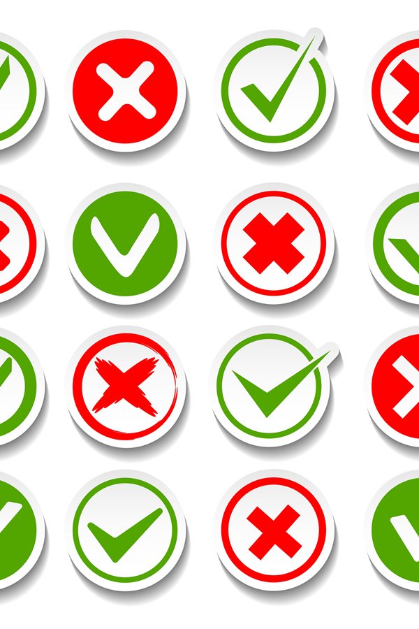 Wrong and right buttons