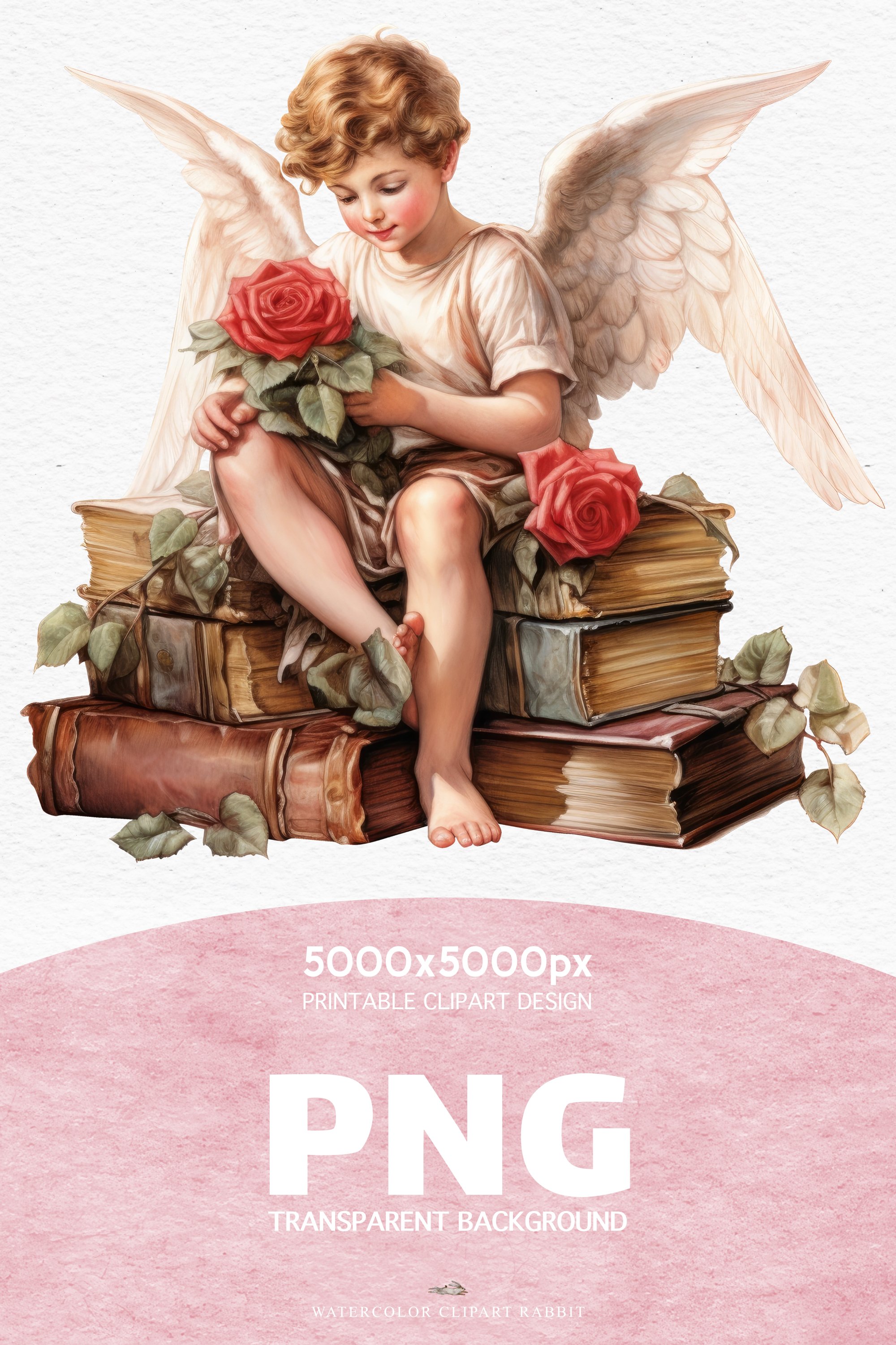 Christian Cupid Valentine Day Angel Boy Royal Books Flowers