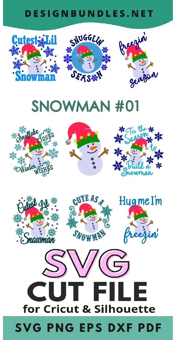 SNOWMAN WITH CUTE SAYINGS WINTER Bundle #01 SVG CUT FILE
