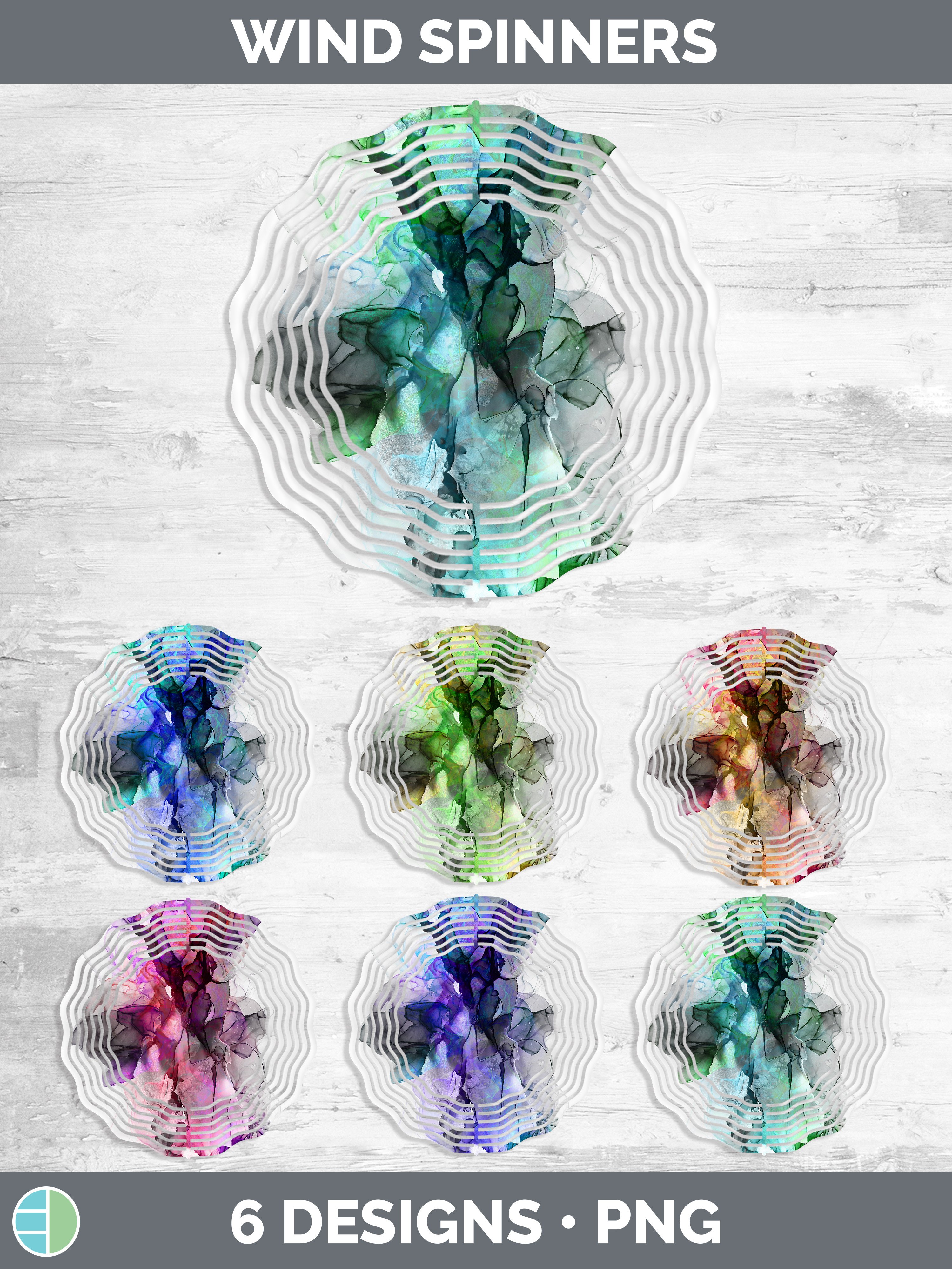 Alcohol Ink Wind Spinner | Sublimation Designs Bundle