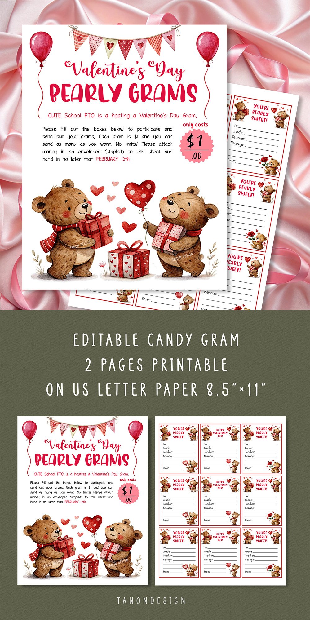 Valentines Candy Gram Editable on Canva