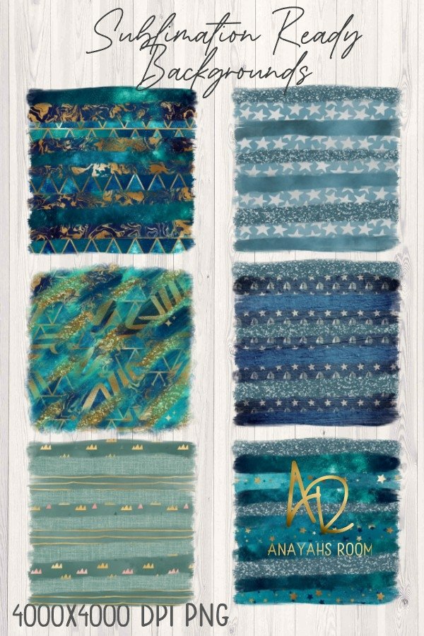 12 Blue gold and foil PNG sublimation backgrounds