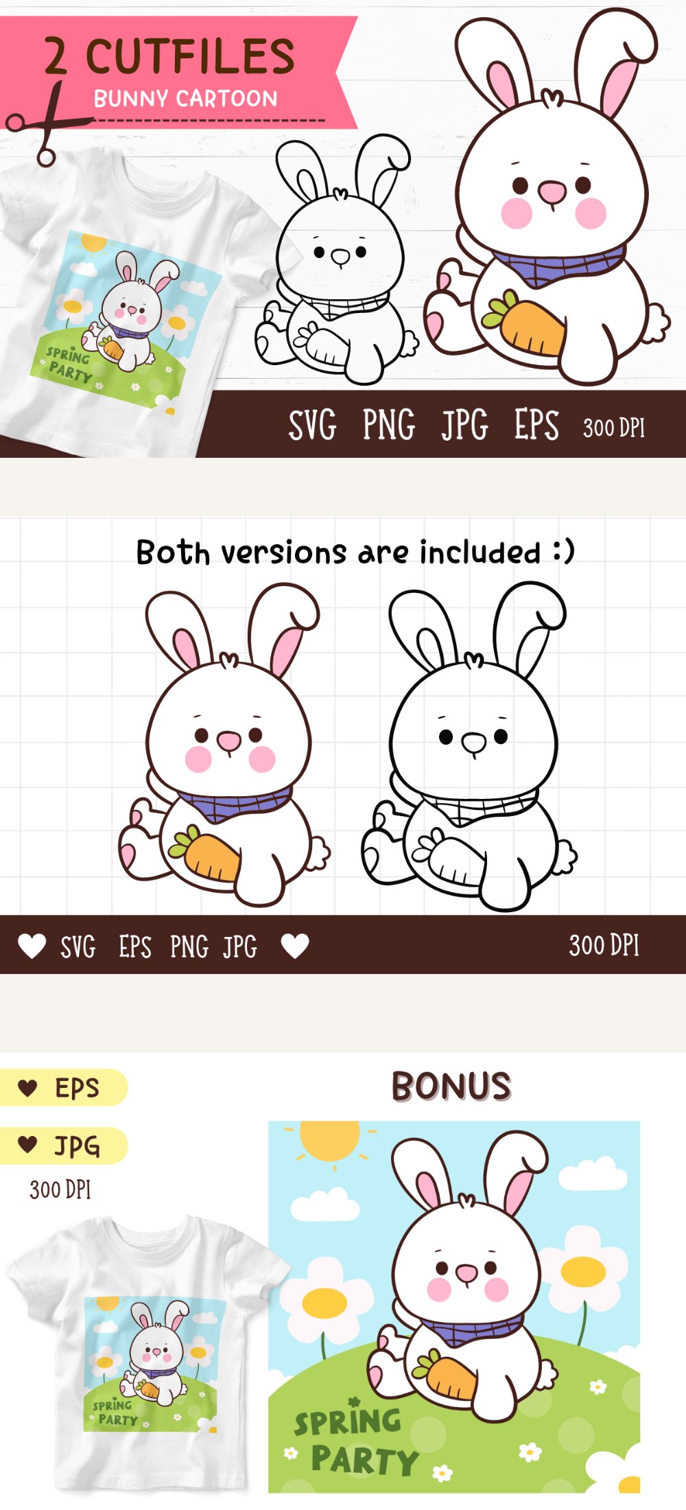 Cute bunny easter colorful eggs. Kawaii animals rabbit