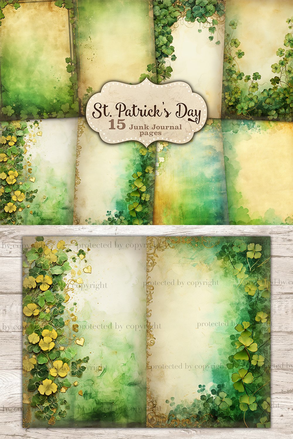 St. Patrick's Day Junk Journal Pages | Blank Scrapbook Paper