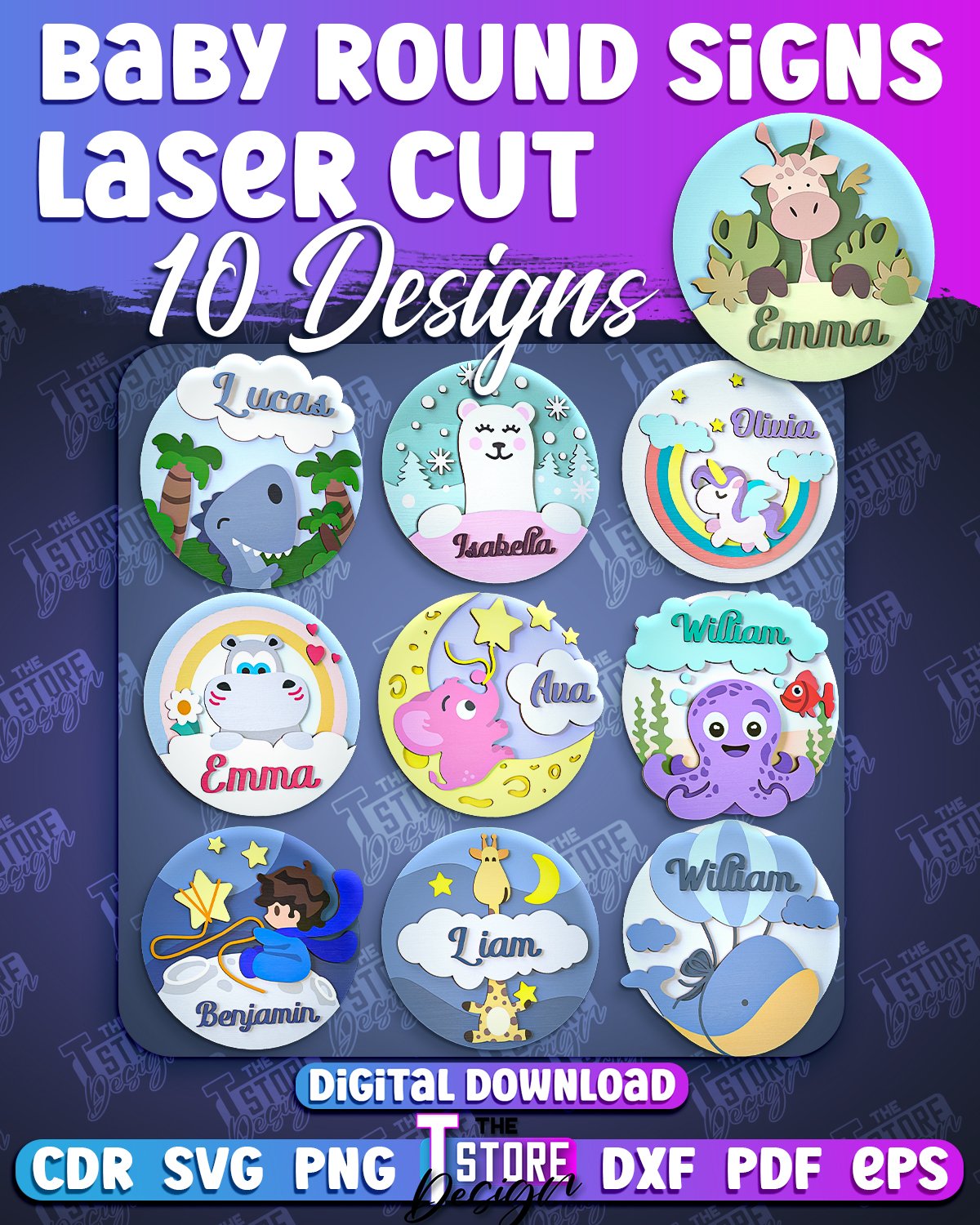 Baby Round Signs Laser Cut | Personalized Kids Signs|Nursery