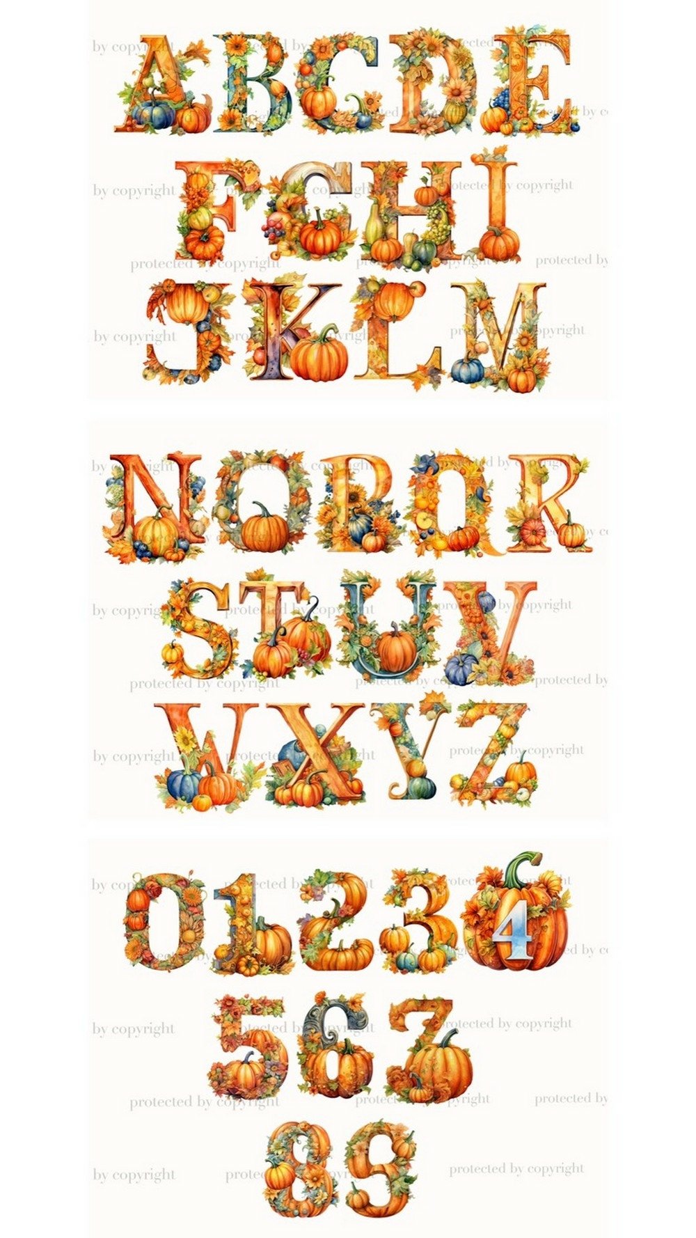 Pumpkin Alphabet | Wedding Invitation Clipart Set