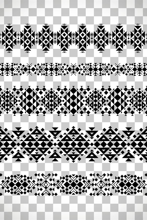 Horizontal seamless ethnic pattern set