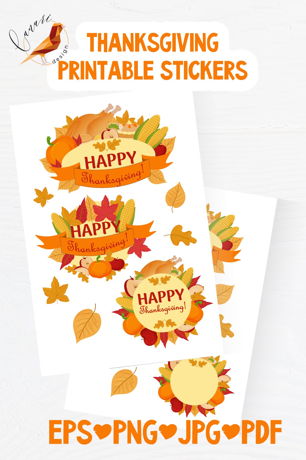 THANKSGIVING Printable stickers PDF PNG